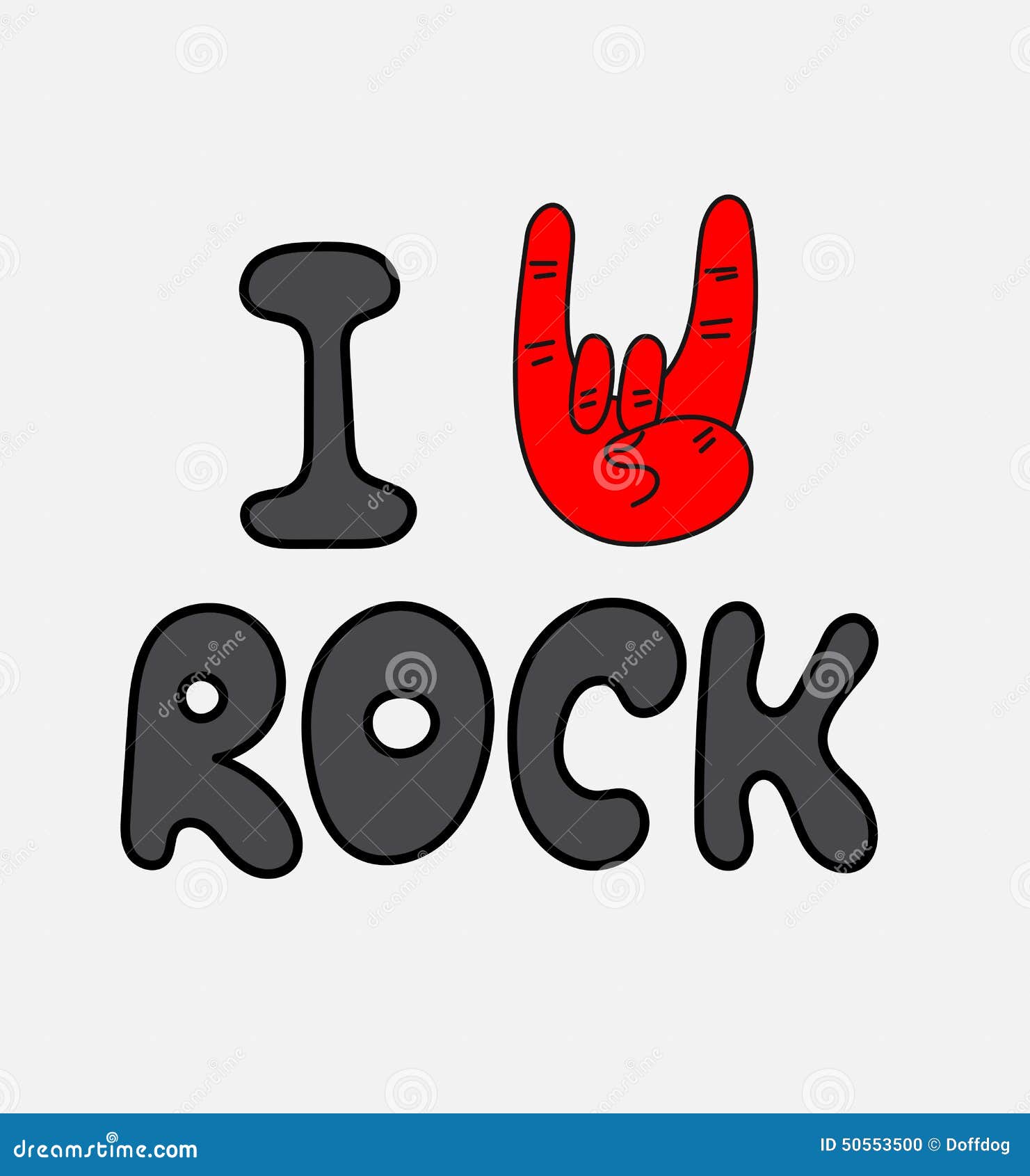 I Love Rock stock vector. Illustration of nostalgia, hand - 50553500