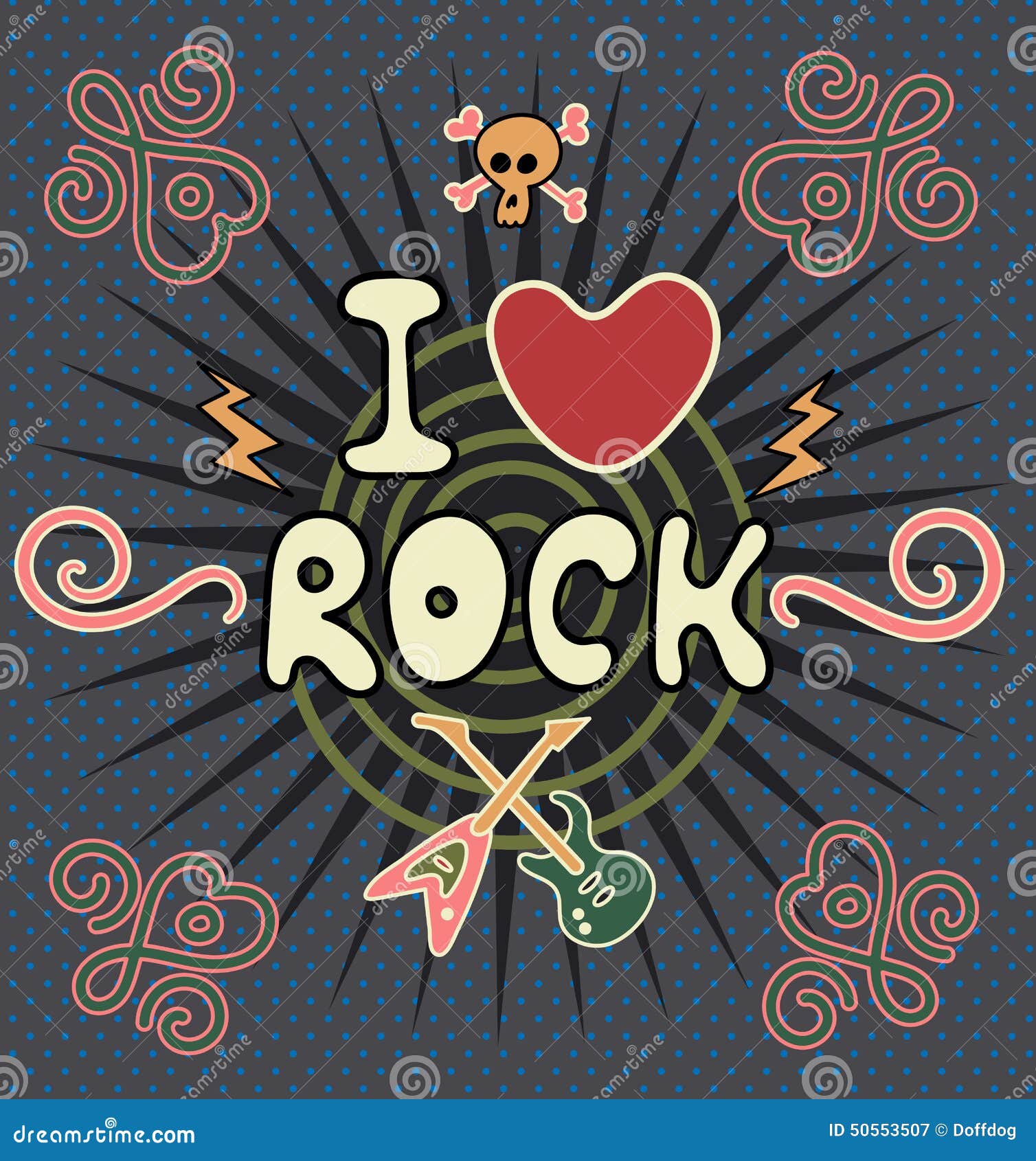 I Love Rock. Neon Sign, Bright Banner, Symbol, Poster On The Theme Of ...