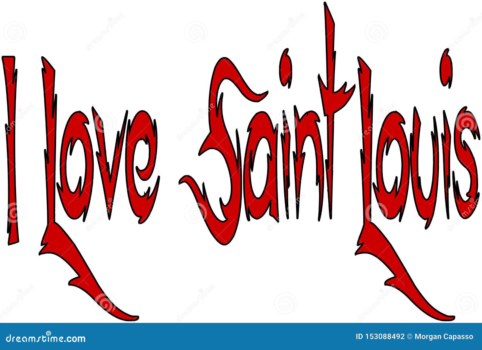 I Love Saint Louis Illustrated in Red Graphics Stock Vector ...