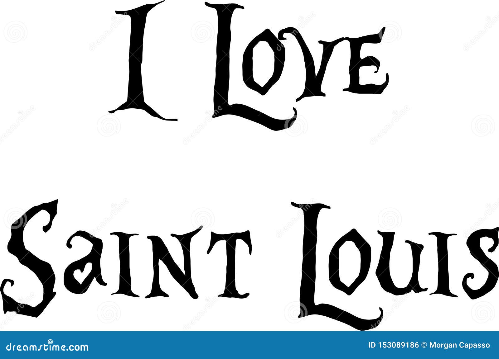 I Love Saint Louis Illustration in Black and White Block Letters Stock ...