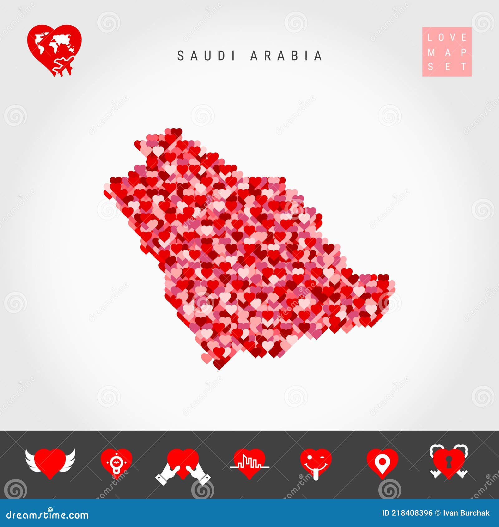 I Love Saudi Arabia. Red Hearts Pattern Vector Map of Saudi Arabia ...