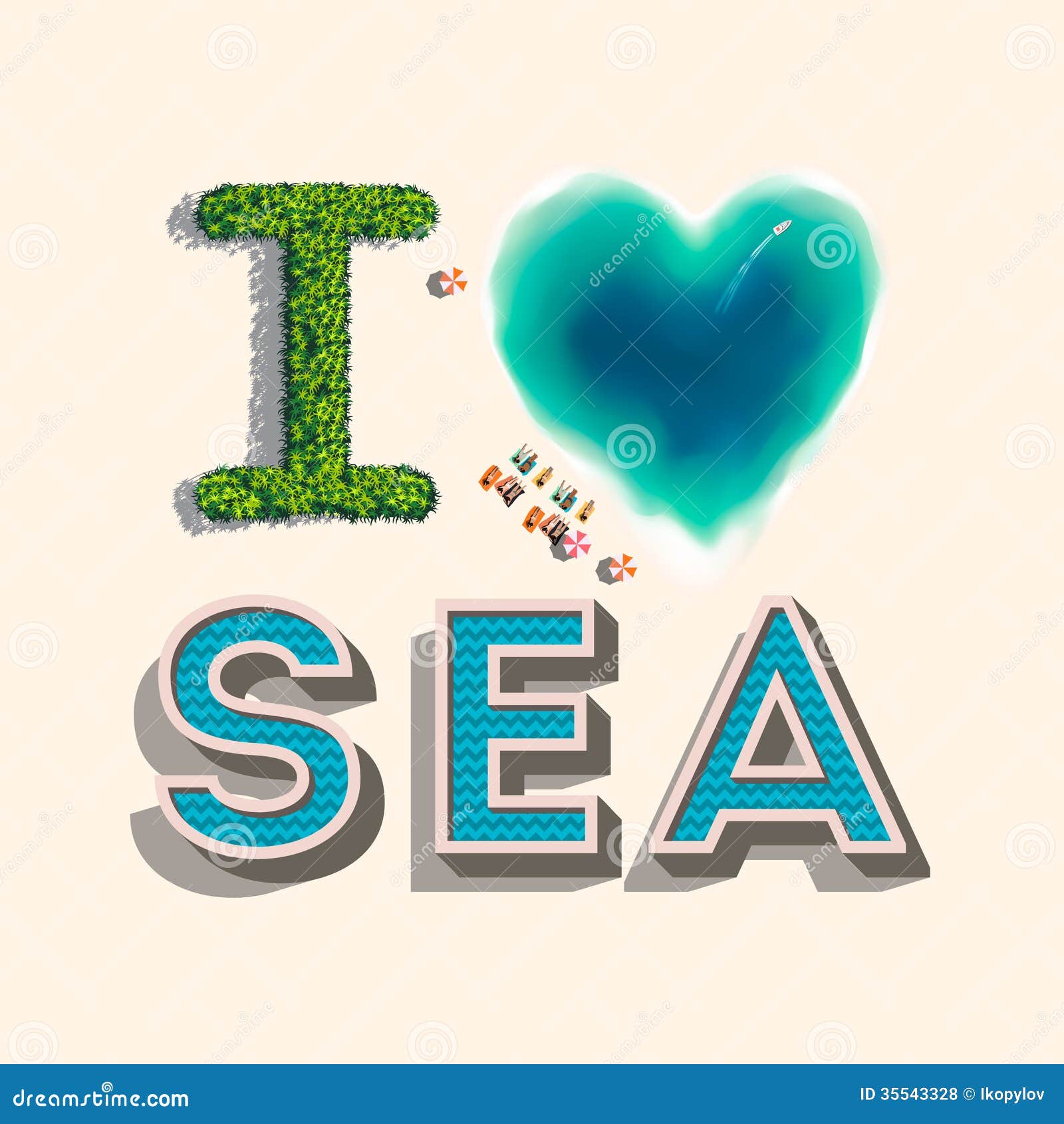I love sea, illustration. stock illustration. Illustration of holiday ...