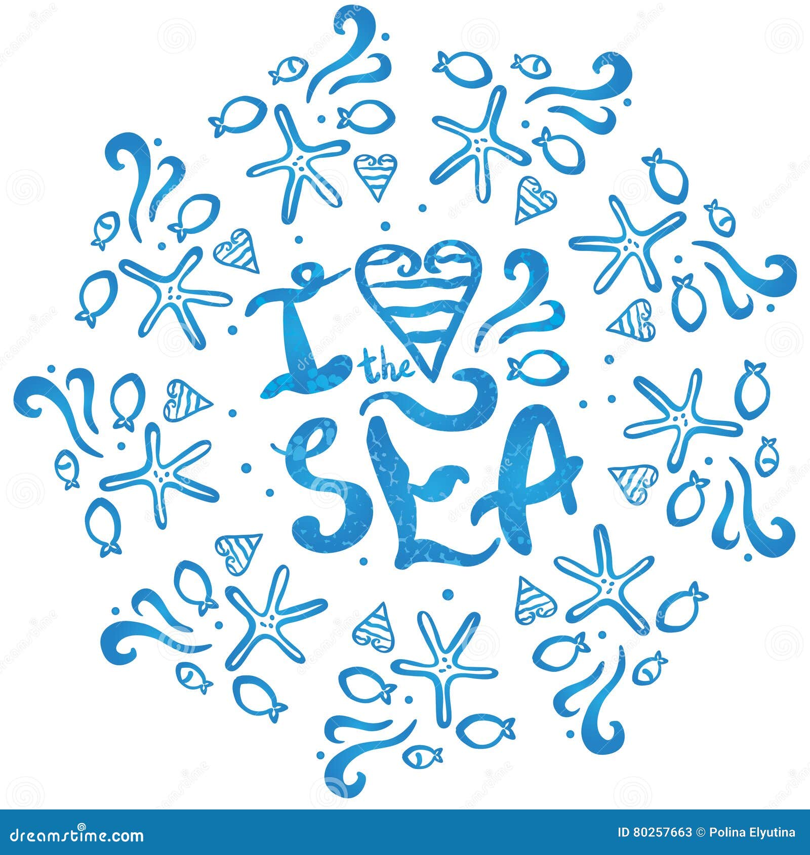I love the sea stock vector. Illustration of element - 80257663
