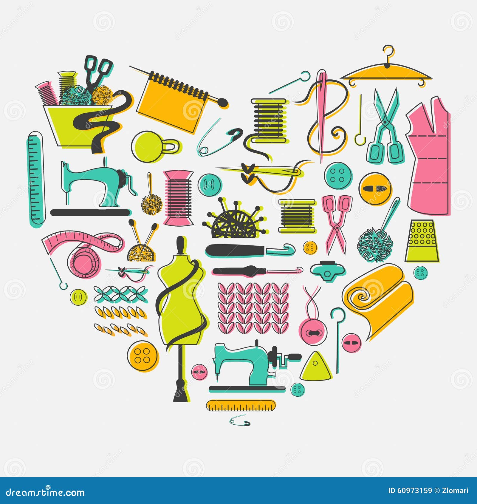 I Love Sewing and Needlework Set. Tailoring Stock Vector - Illustration ...