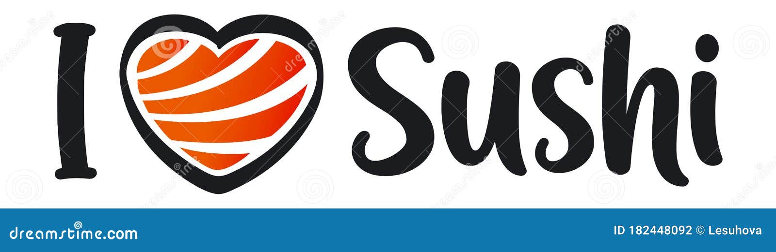 â€œI Love Sushiâ€ Vector Logo Stock Illustration - Illustration of ...