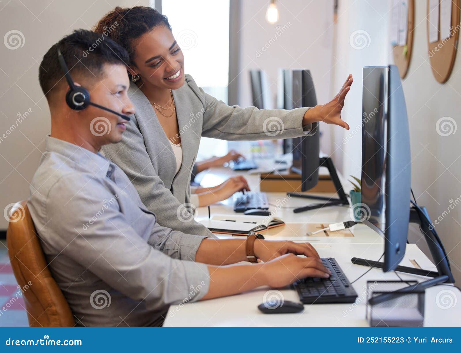 I Love the System You Created Here. Two Call Centre Agents Working ...