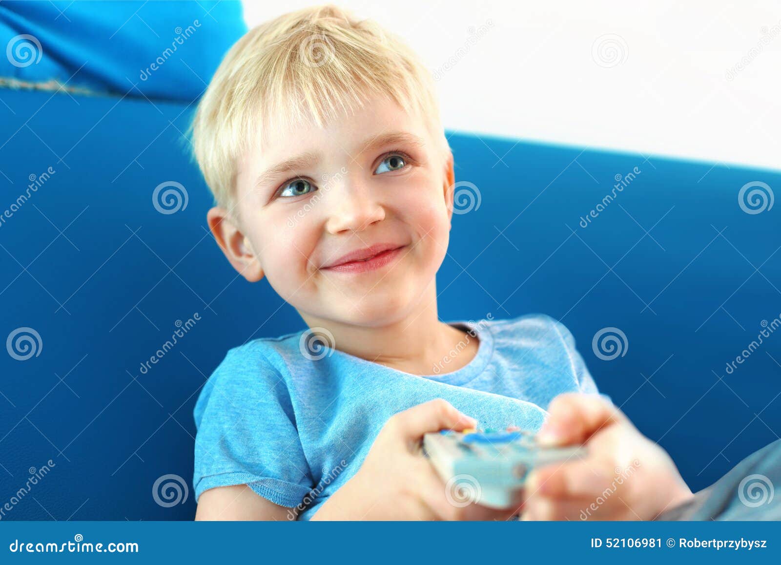 I Love Television. a Child with a TV Remote Control Stock Image - Image ...