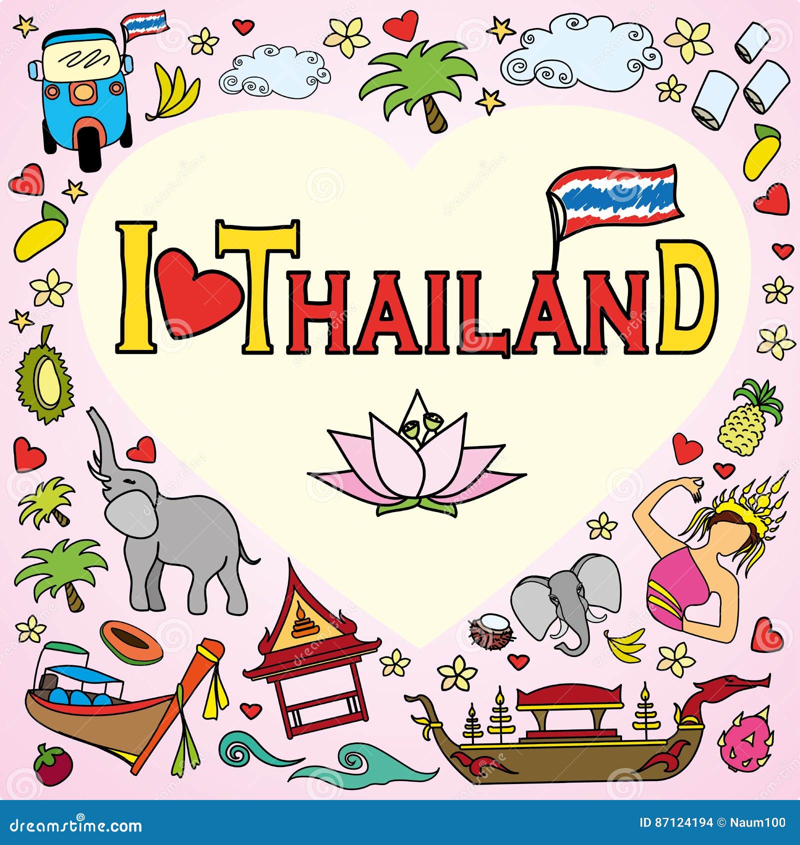 I Love Thailand . Set Thai Color Vector Icons and Symbols Stock Vector ... I Love Thailand . Set Thai Color Vector Icons and Symbols Stock Vector ...