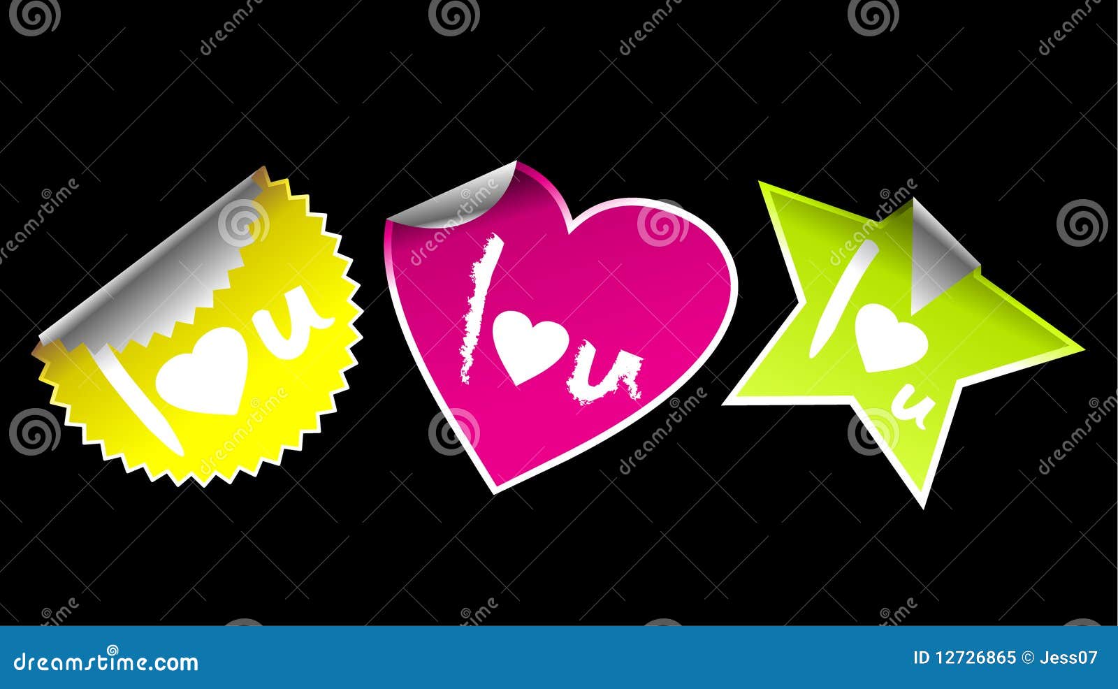I love u stickers stock vector. Illustration of retail - 12726865