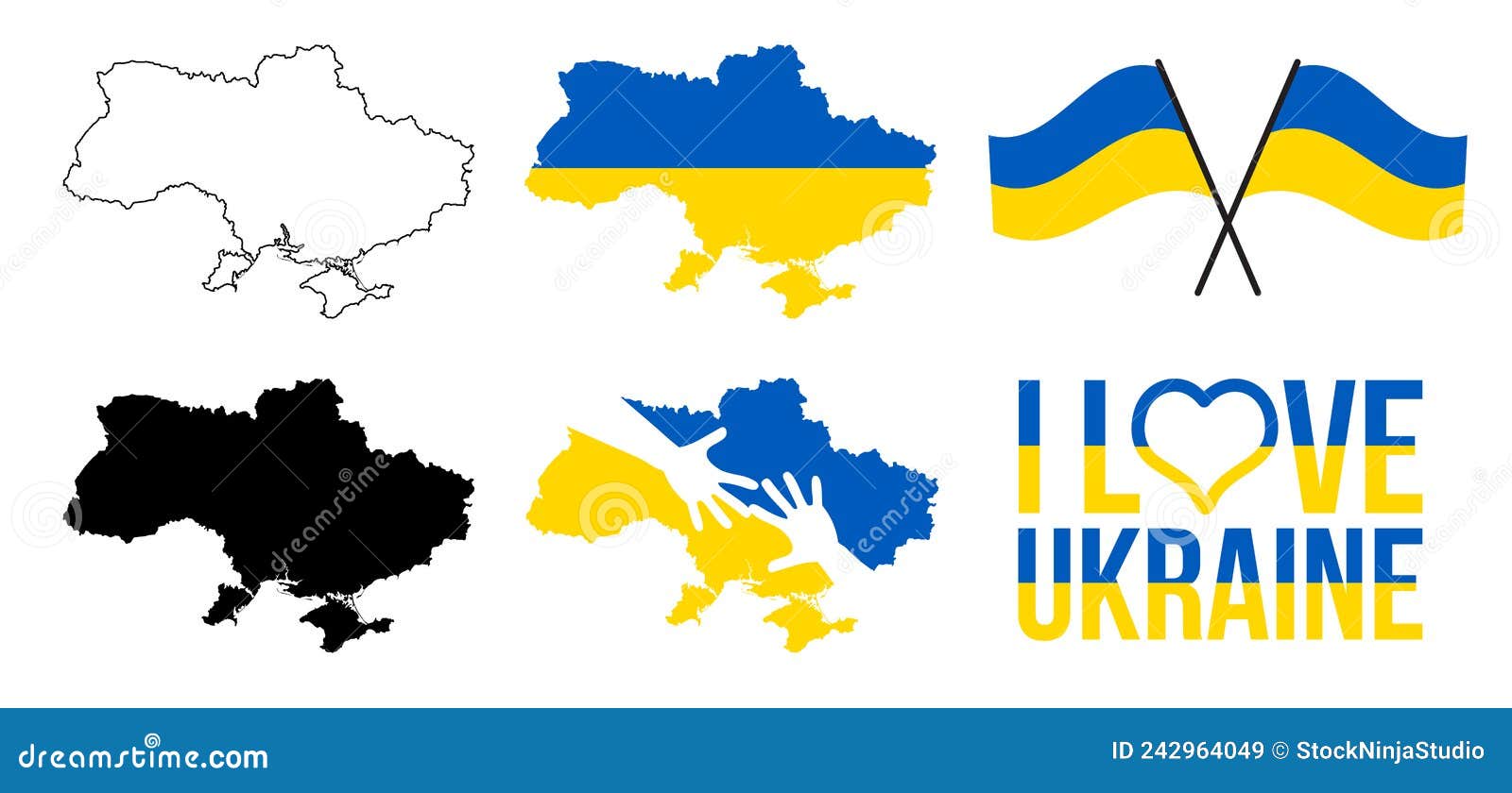 I Love Ukraine. Ukraine Map and Flag. Help Ukraine Stock Vector ...
