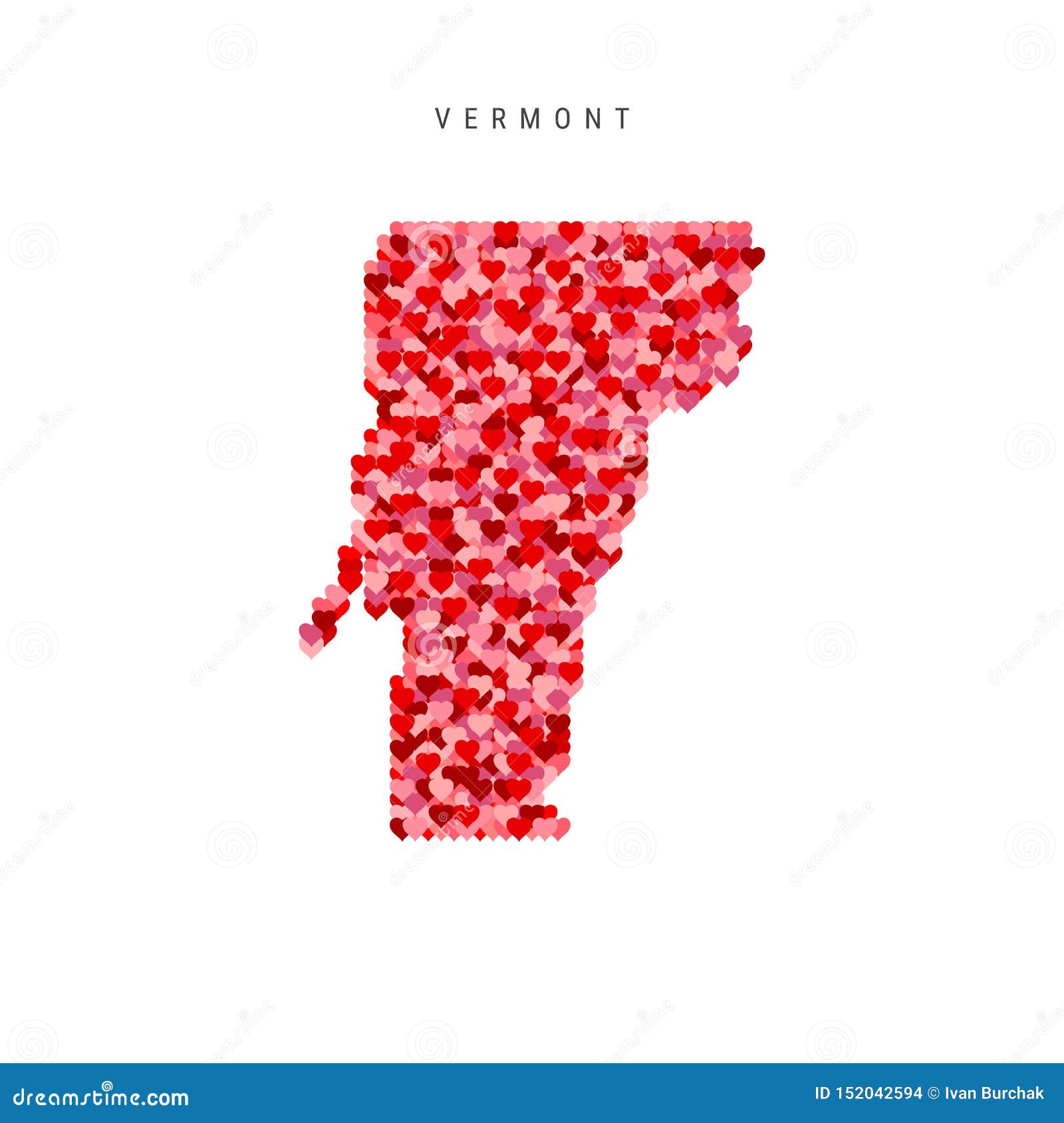 I Love Vermont. Red Hearts Pattern Vector Map of Vermont Stock Vector ...