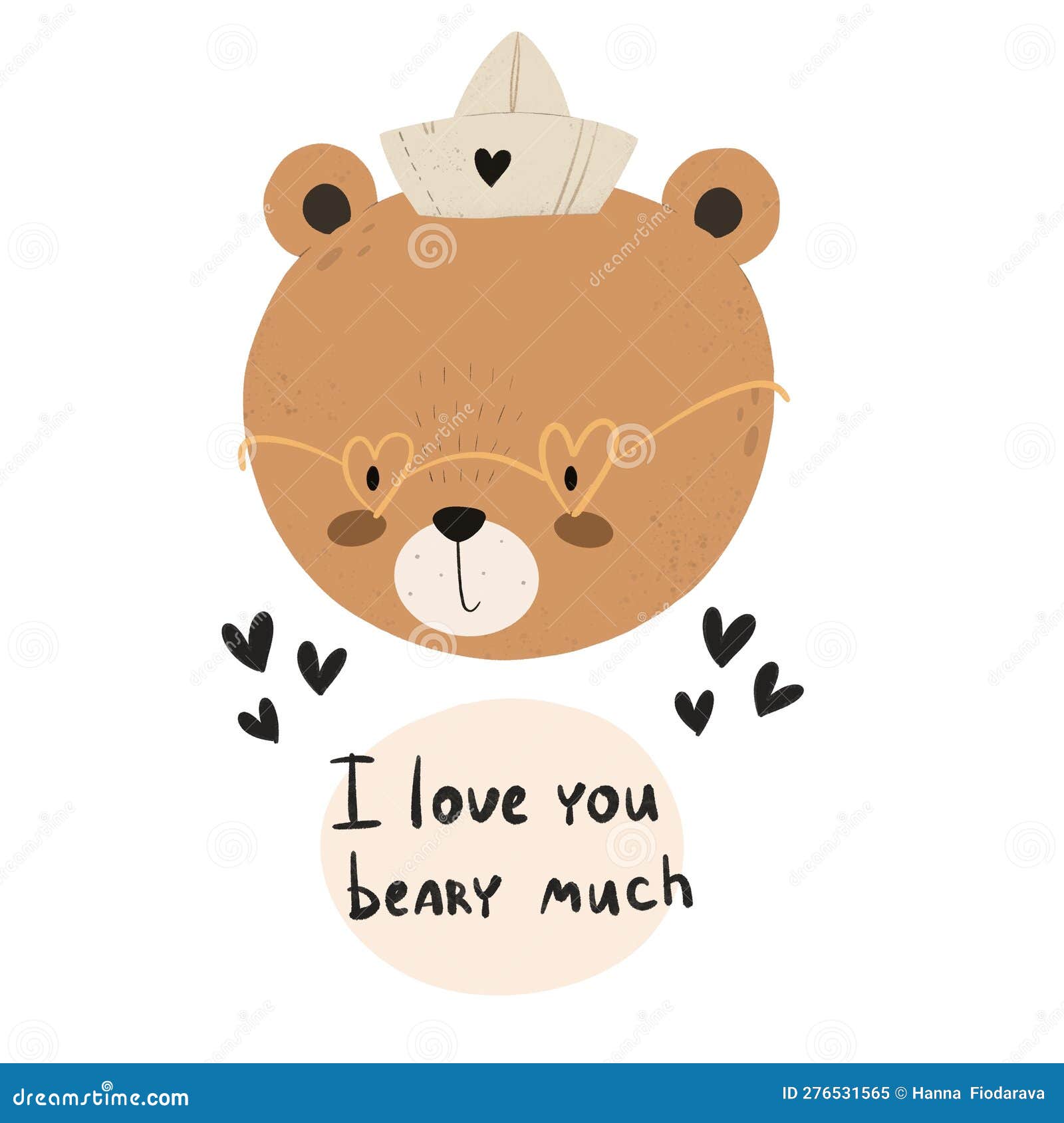 I Love You Beary Much Cartoon Cute Bear Hand Drawing Lettering
