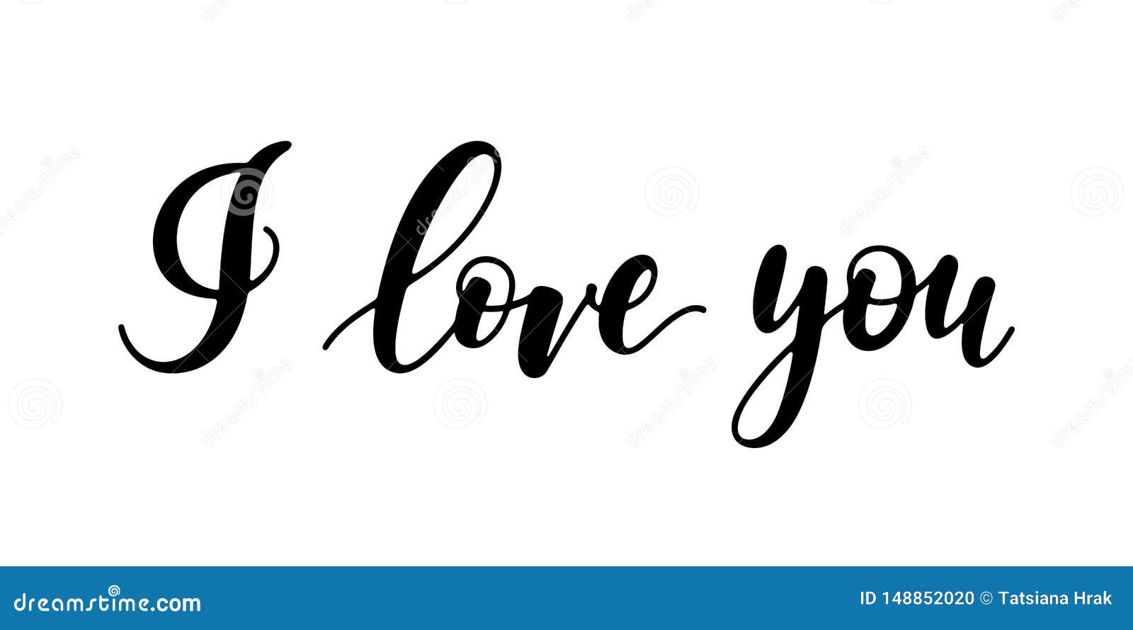 I Love You Black Handwritten Lettering Stock Vector Illustration