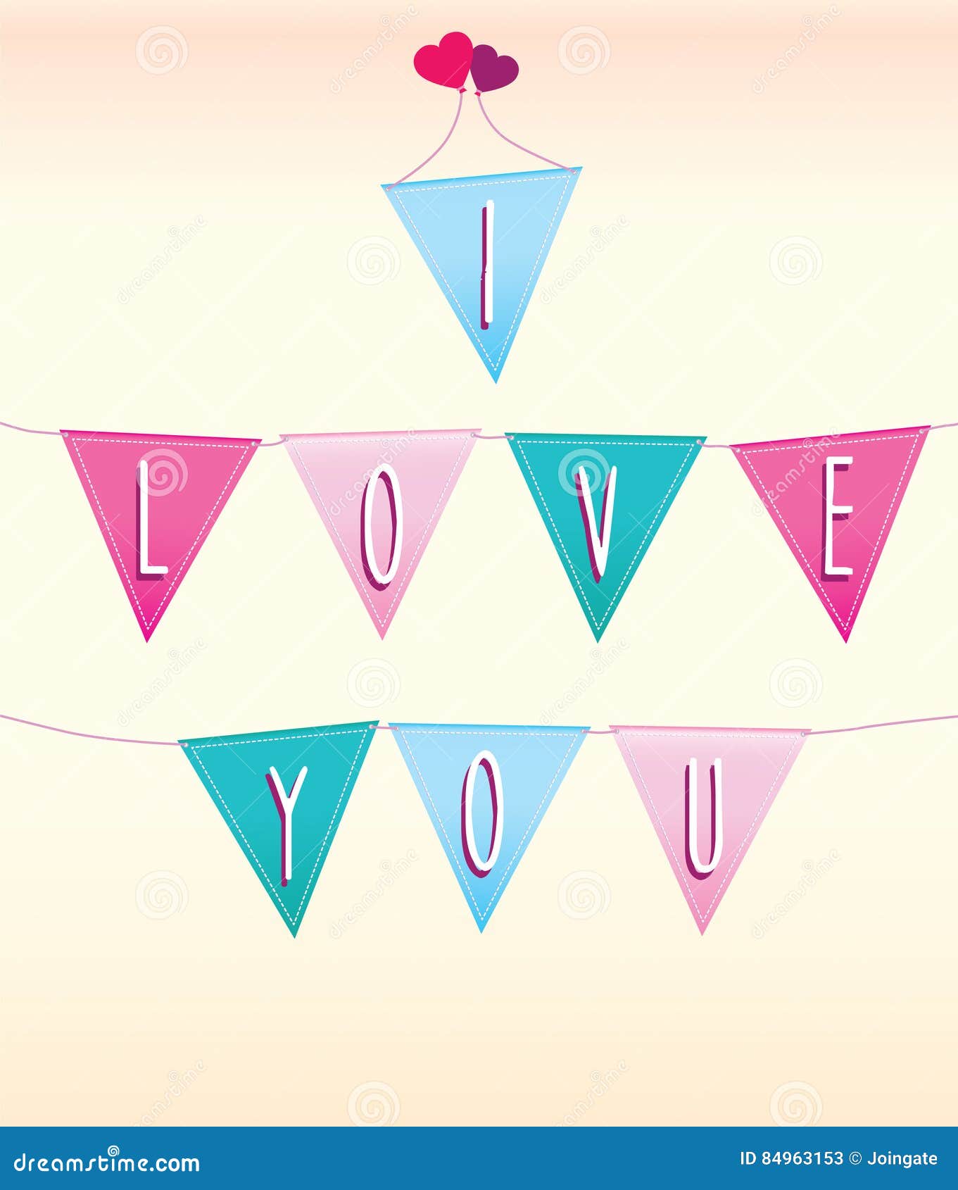 I Love You Bunting Message on Flags Stock Vector - Illustration of flat ...