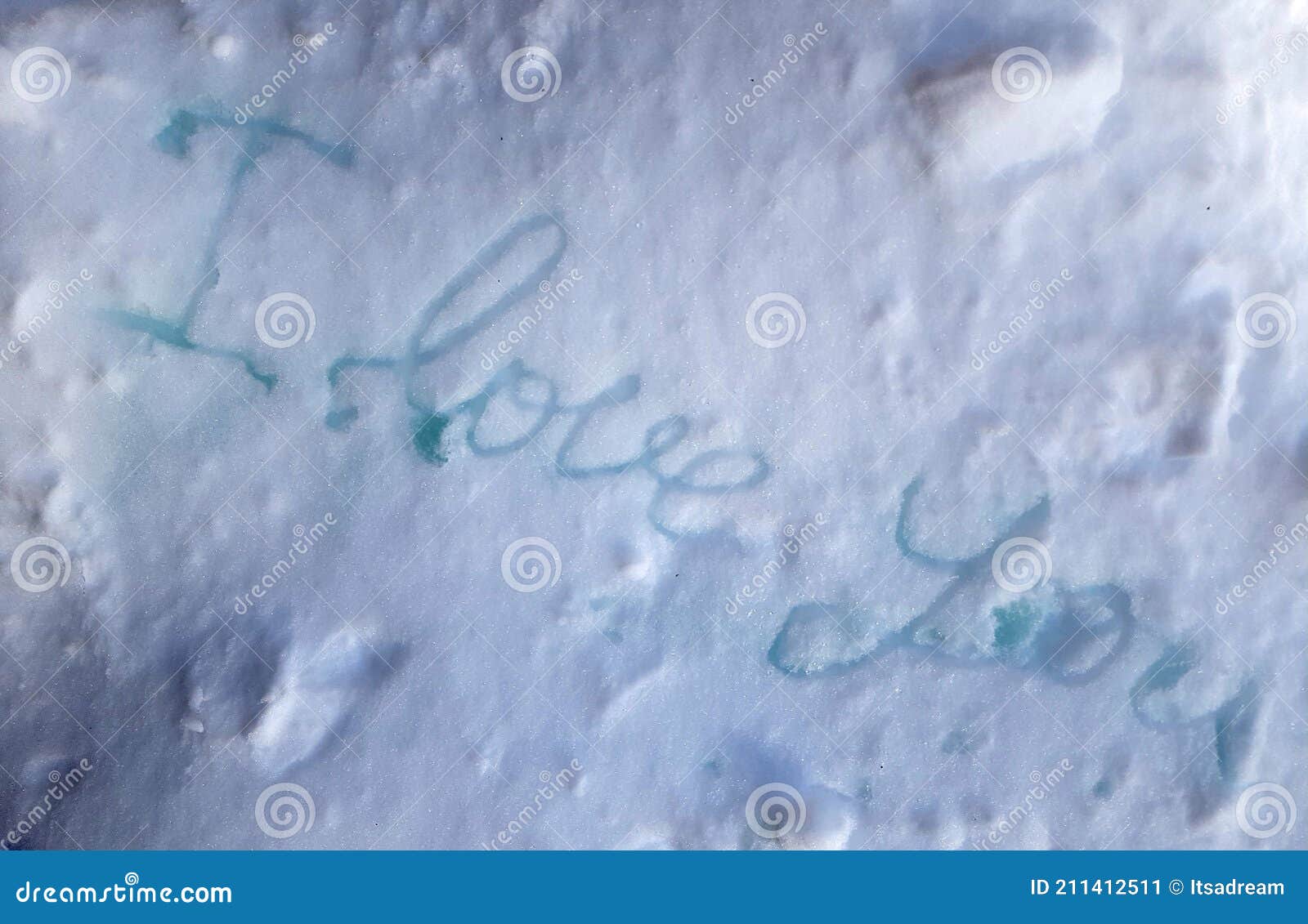 I love you on snow stock image. Image of writing, water - 211412511