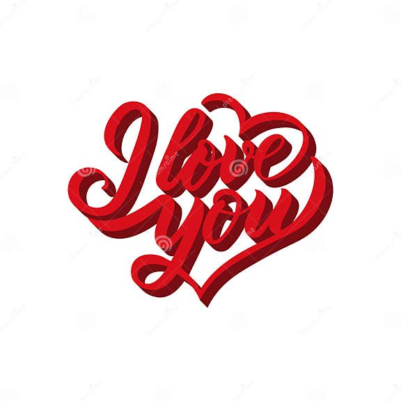 I Love You Hand Lettering 3d Handmade Calligraphy Vector Stock