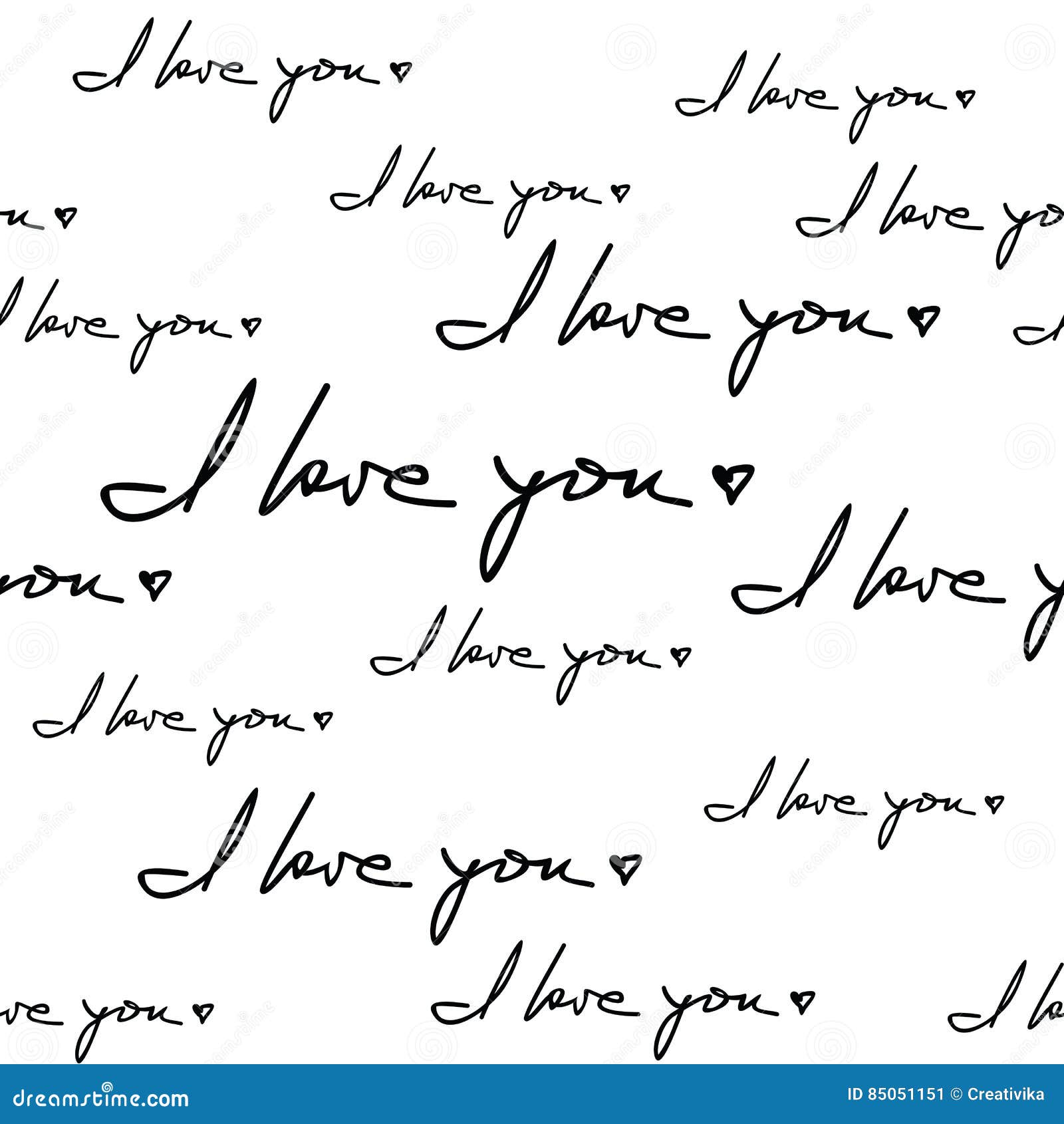 I Love You Hand Written Phrase Seamless Pattern Stock Vector ...