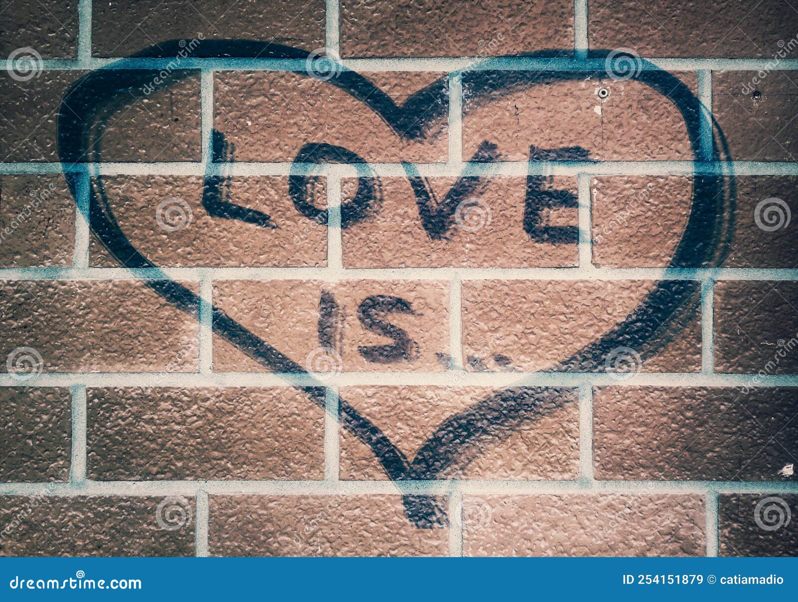I Love You Heart on the Brick Wall Stock Image - Image of brick, blue ...