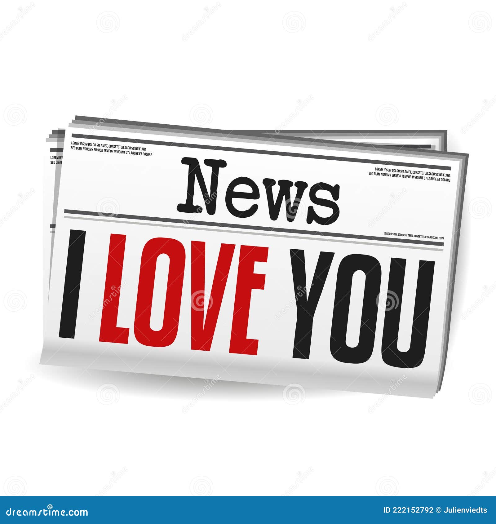 I Love You Newspaper on White Background Stock Illustration ...