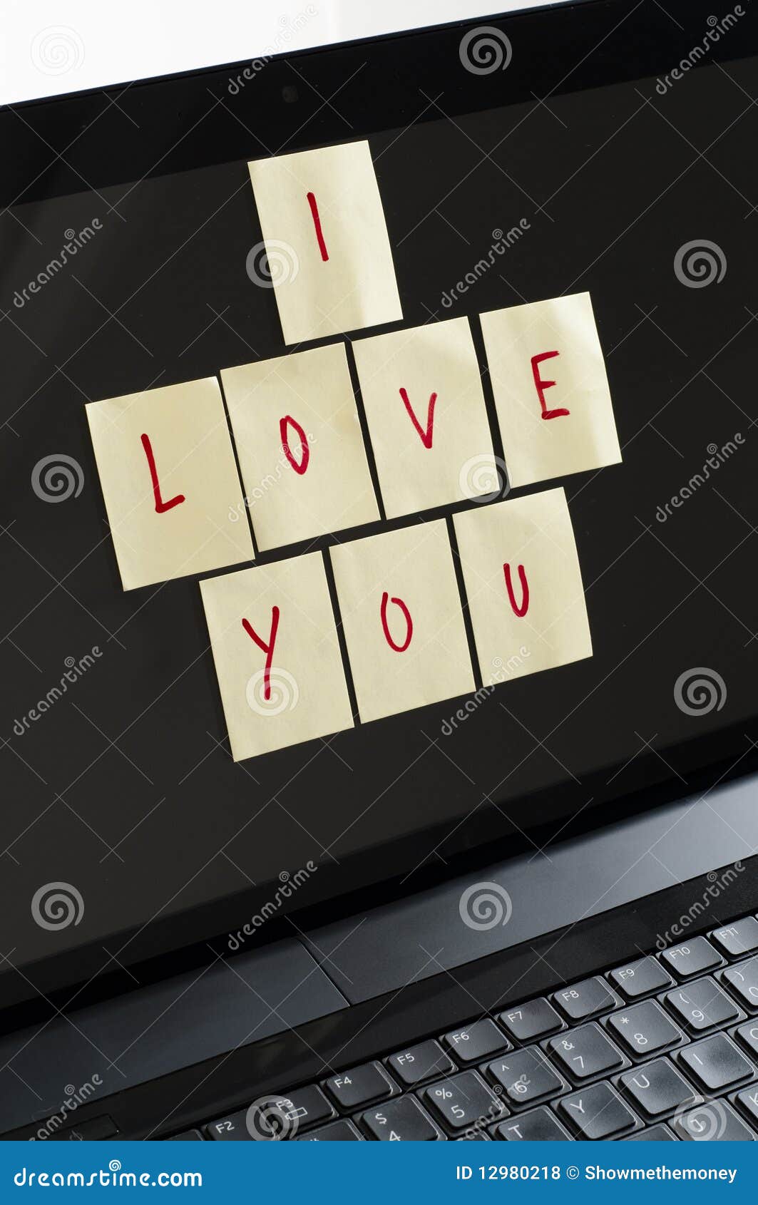 I Love You Notes on Computer Stock Photo - Image of stick, romantic ...