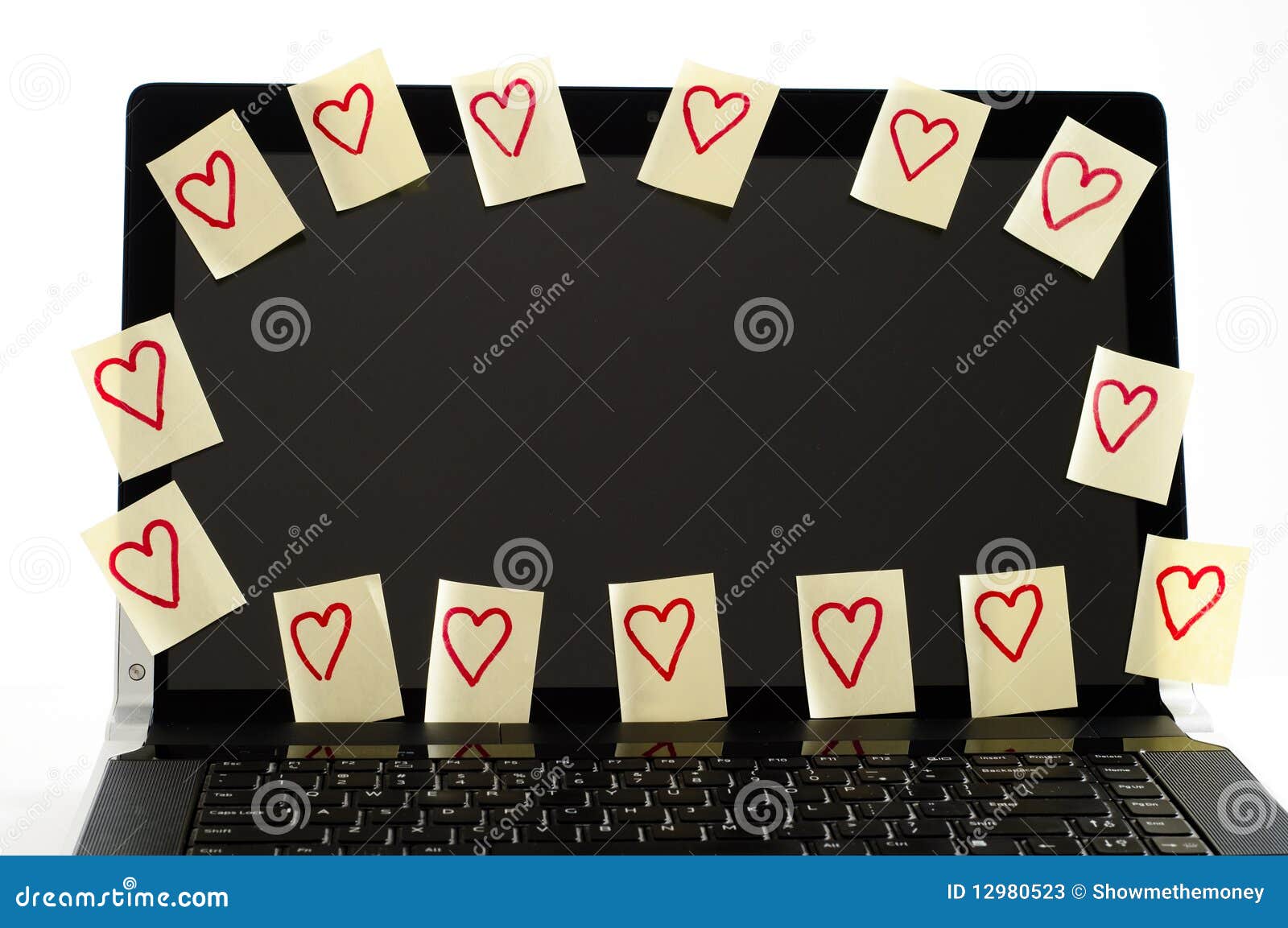 I Love You Notes on Computer Stock Image - Image of screen, stick: 12980523