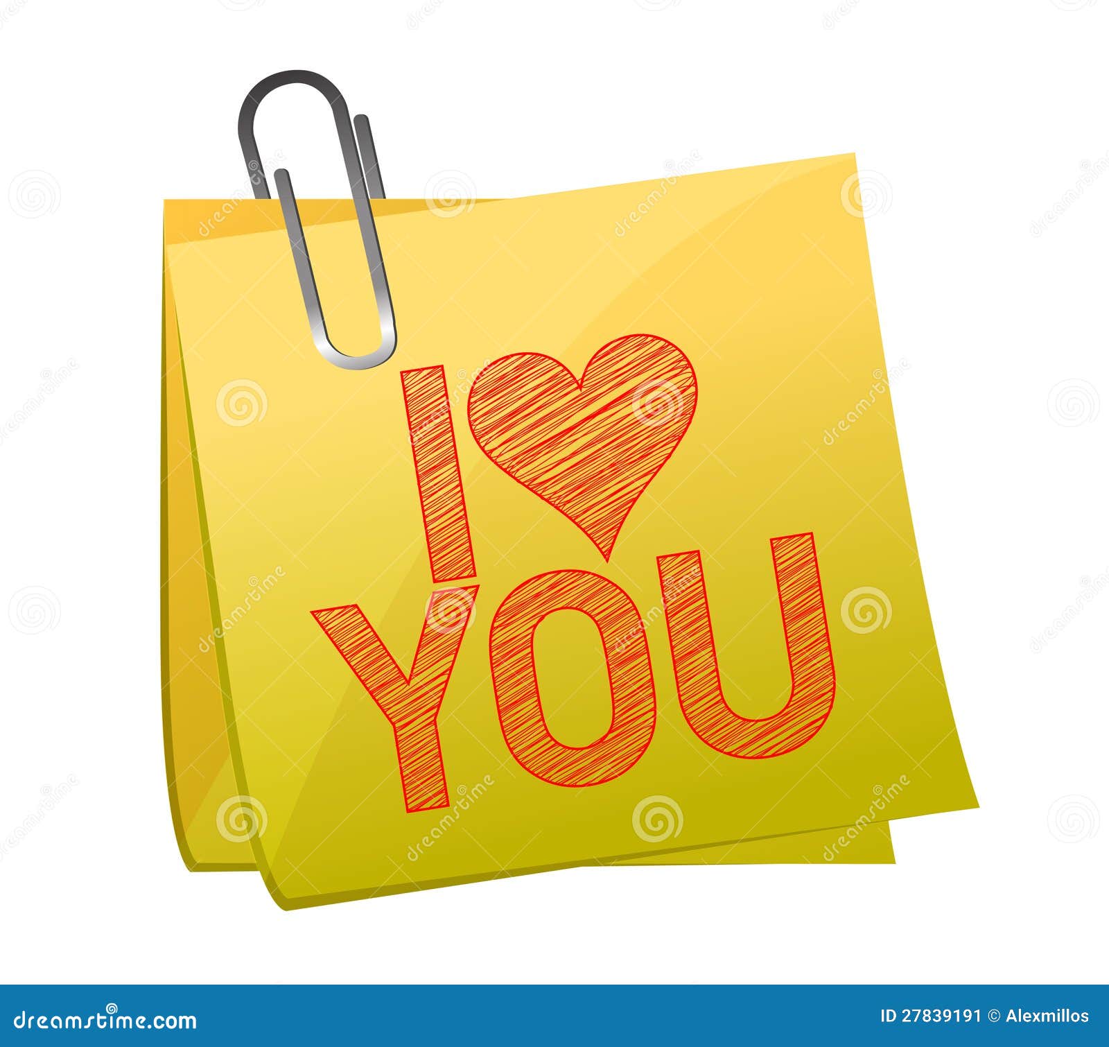 I love you on a post it stock illustration. Illustration of words ...