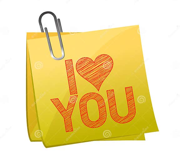 I love you on a post it stock illustration. Illustration of words ...
