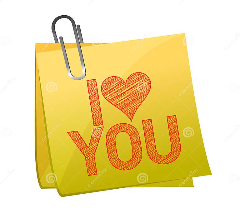 I love you on a post it stock illustration. Illustration of words ...