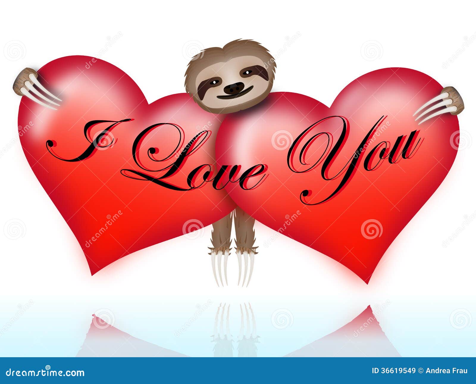I love you with the sloth stock illustration. Illustration of loving ...