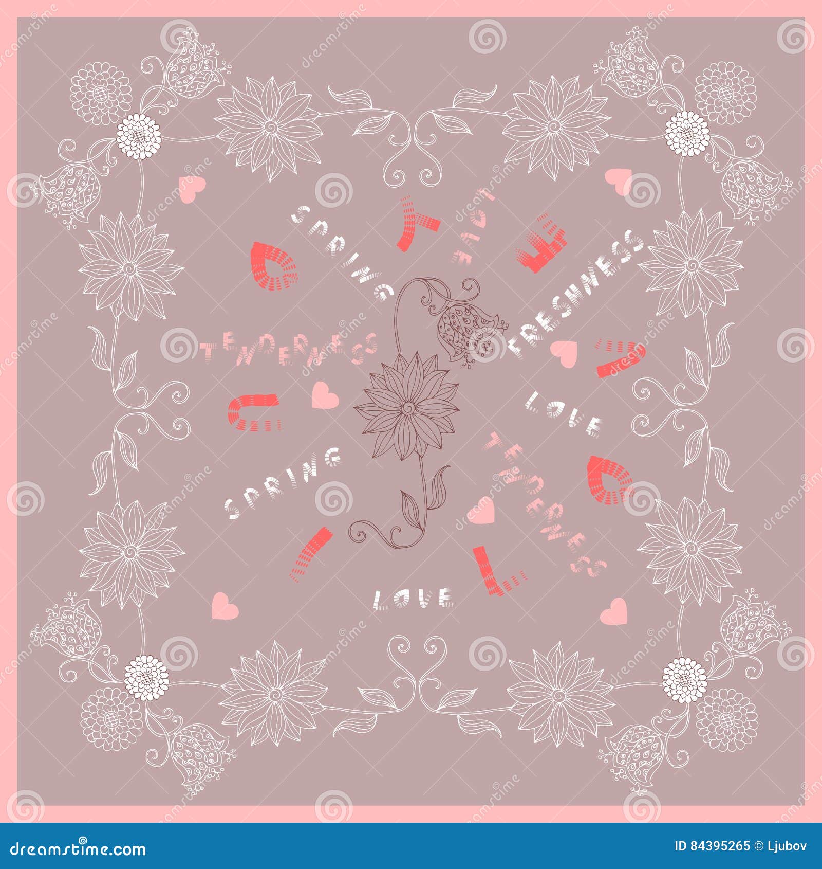 I Love You - Spring Bandana Print. Stock Vector - Illustration of ...