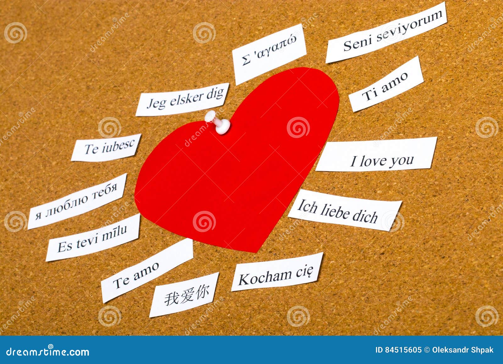 I Love You. Words Printed on Paper in Different Languages Stock Image ...