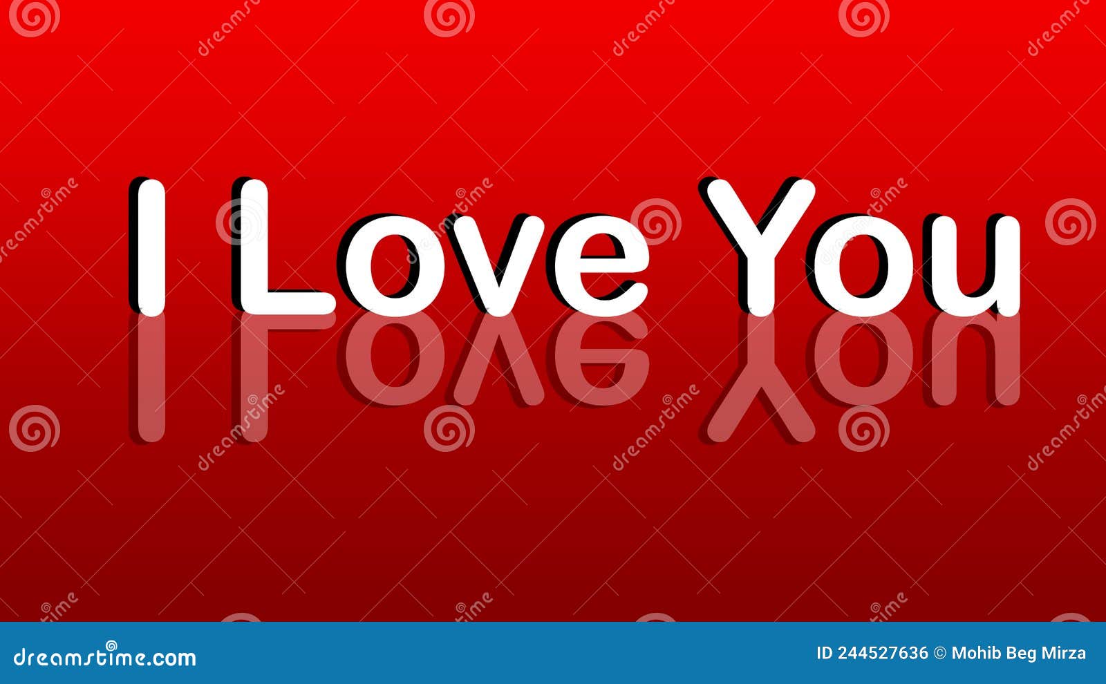 I Love You Written on Red Background with Reflection. Stock ...