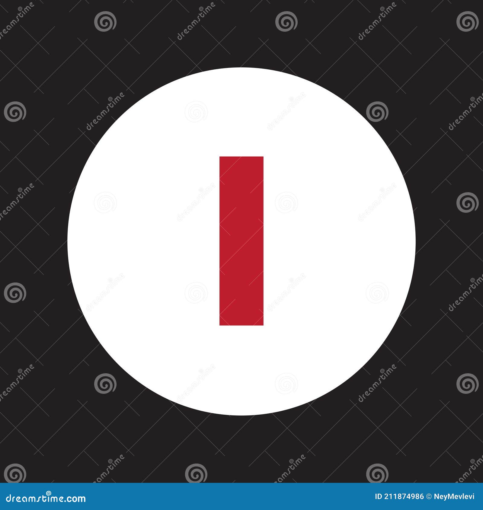 Letter I with Red Impact Font in White Circle Stock Vector ...