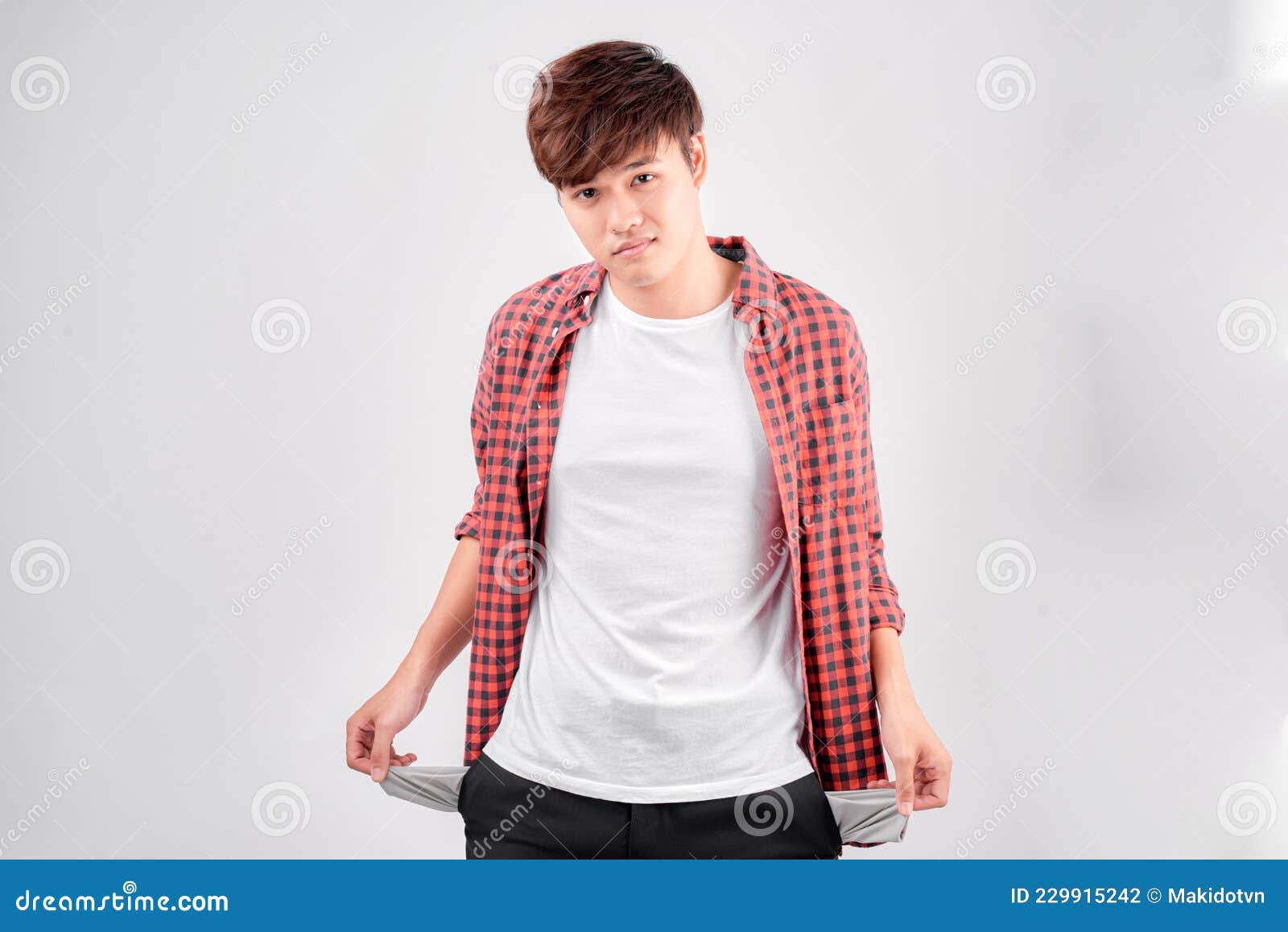 I`m Broke. Desperate Man Showing Empty Turned Out Pockets Stock Photo ...