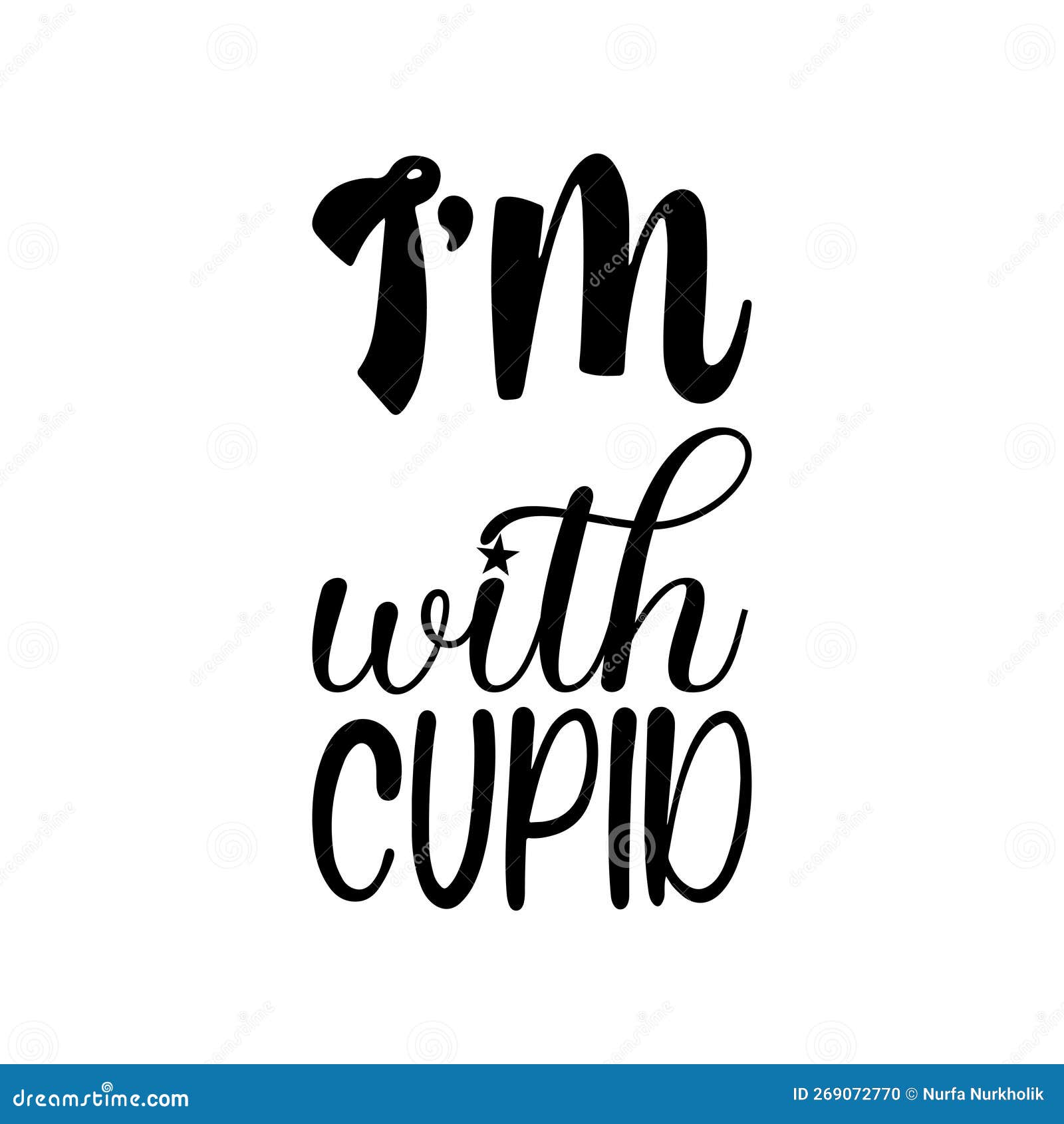 Cupid Black Silhouette With Bow And Arrow Heart On White Background ...