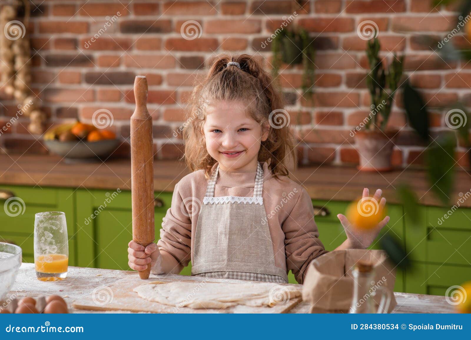 I M Front Of The Camera Cute And Pretty Girl Blowing The Flour While