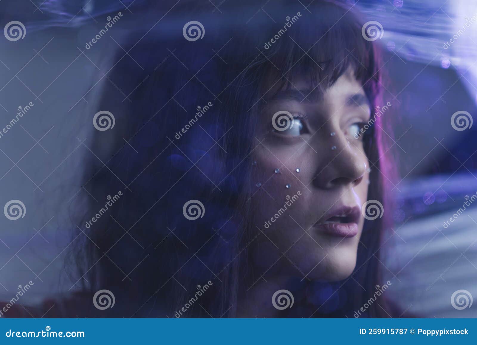I M Scared Young Dark Haired Girl Looking Sideways From Behind The