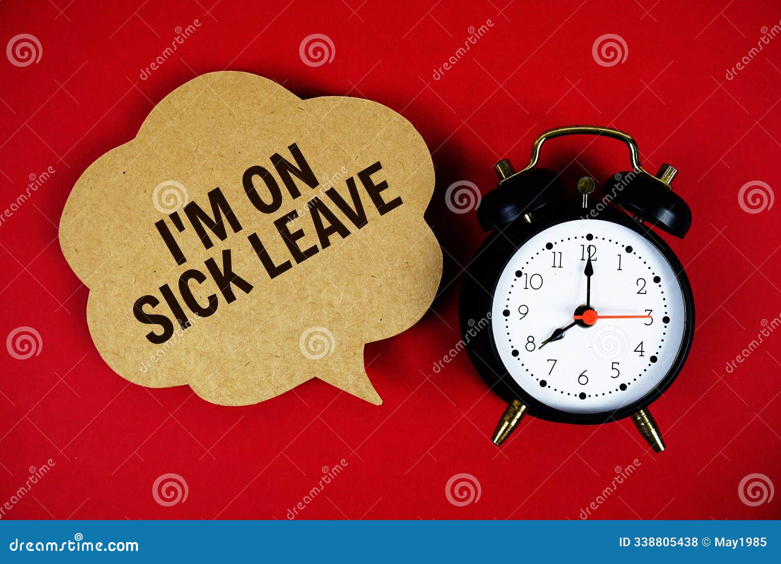 I M on Sick Leave Text on Speech Bubble with Alarm Clock on Red ...