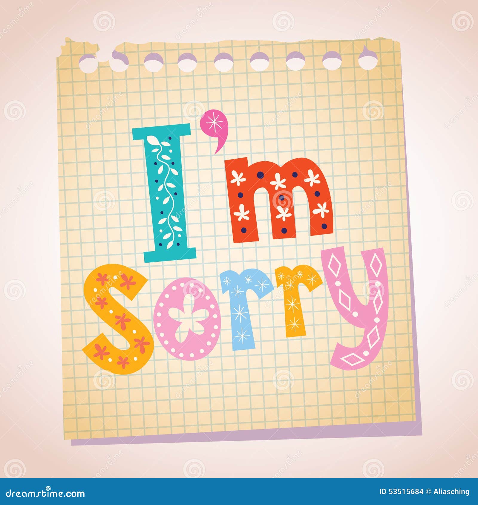 I M Sorry Note Pad Paper Illustration Stock Vector - Illustration of ...