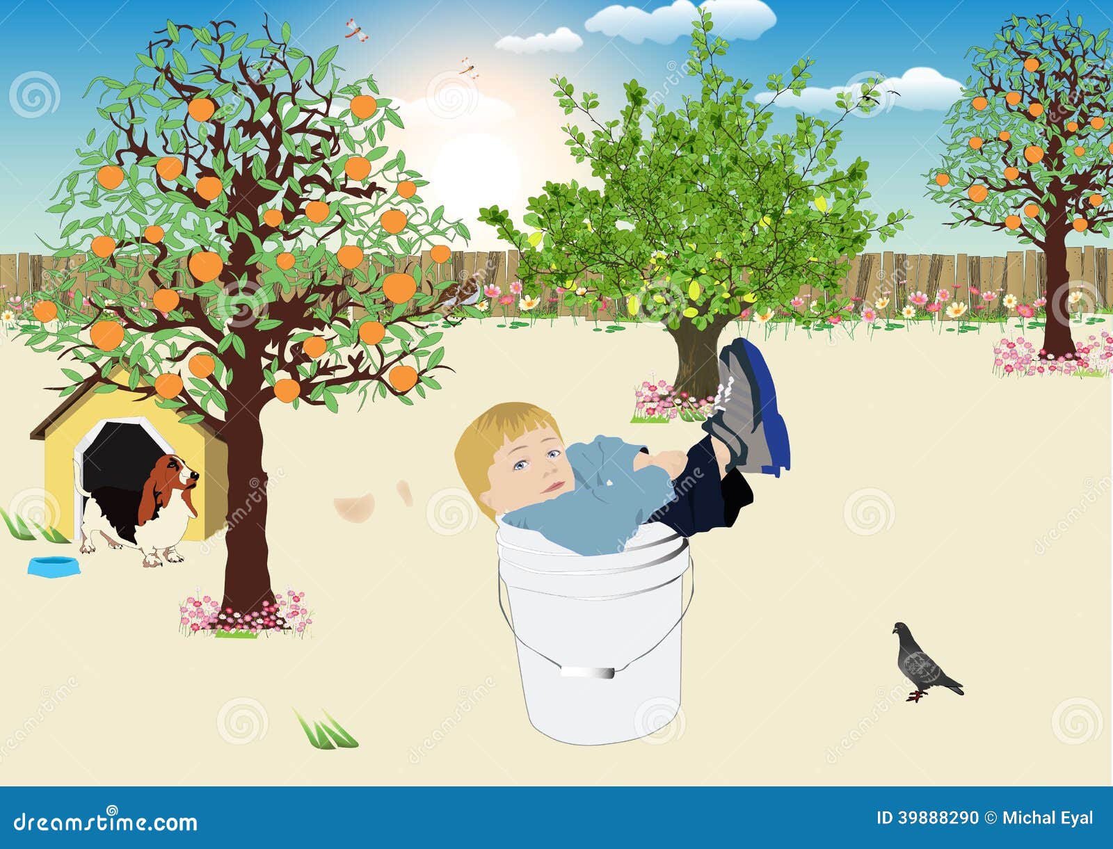 I m stuck in a bucket stock illustration. Illustration of stuck - 39888290