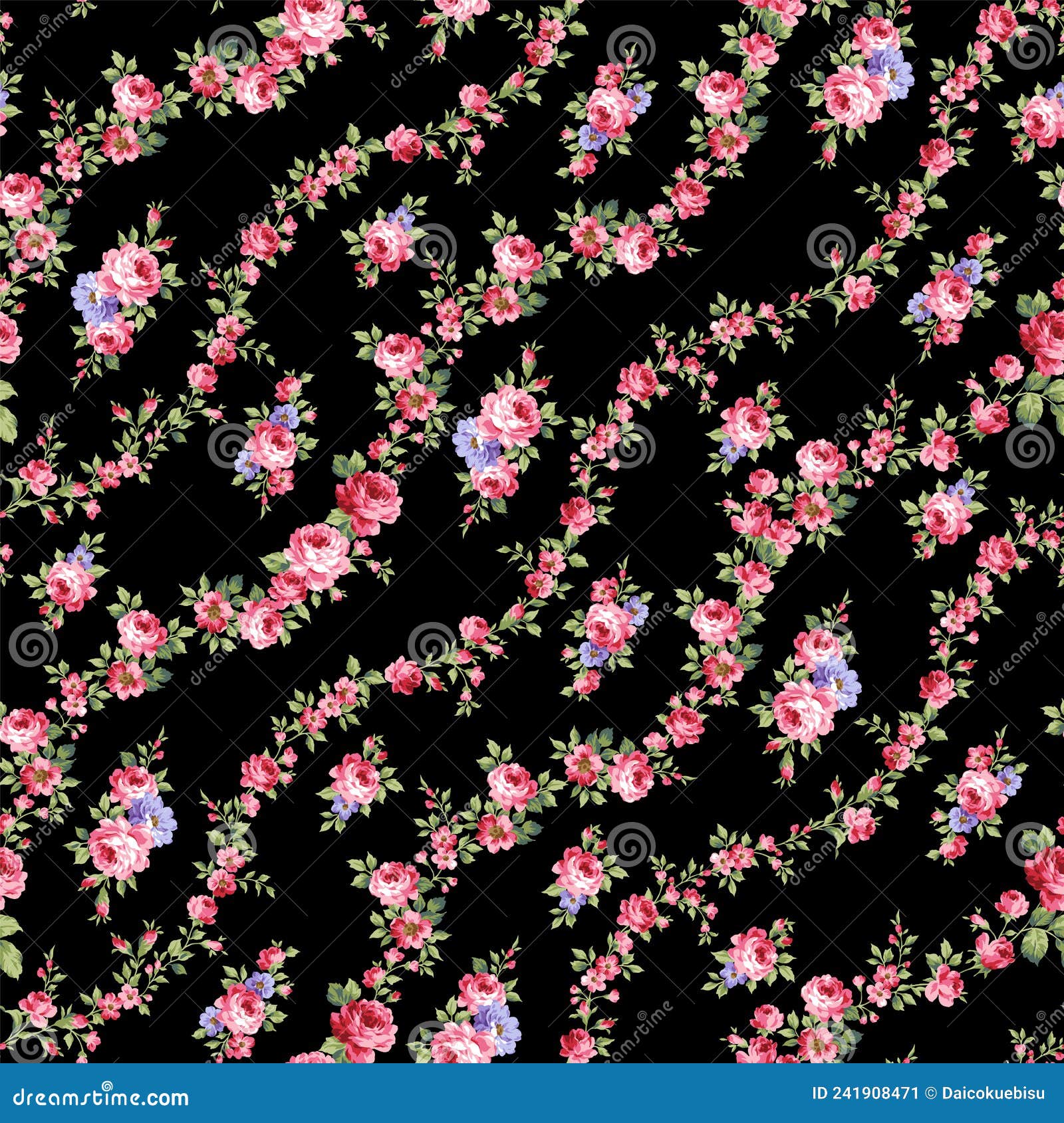 Beautiful Rose Vertical Stripe Seamless Pattern, Stock Vector ...