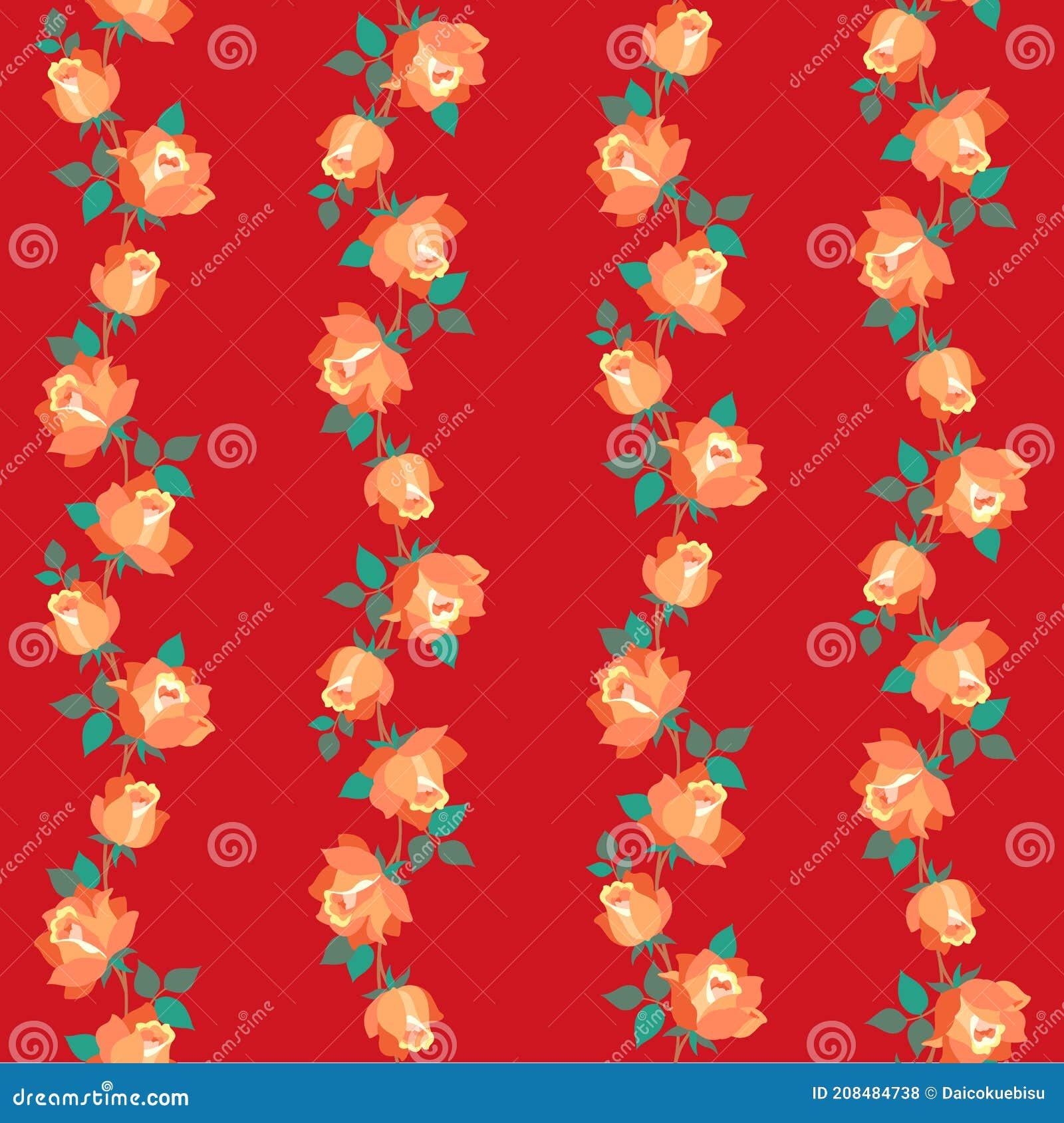 Beautiful Rose Vertical Stripe Seamless Pattern, Stock Vector ...