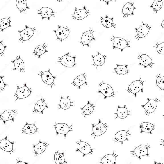 Seamless Pattern Of A Cat Pretty Small Stock Vector Illustration Of Wallpaper Cute 157915004