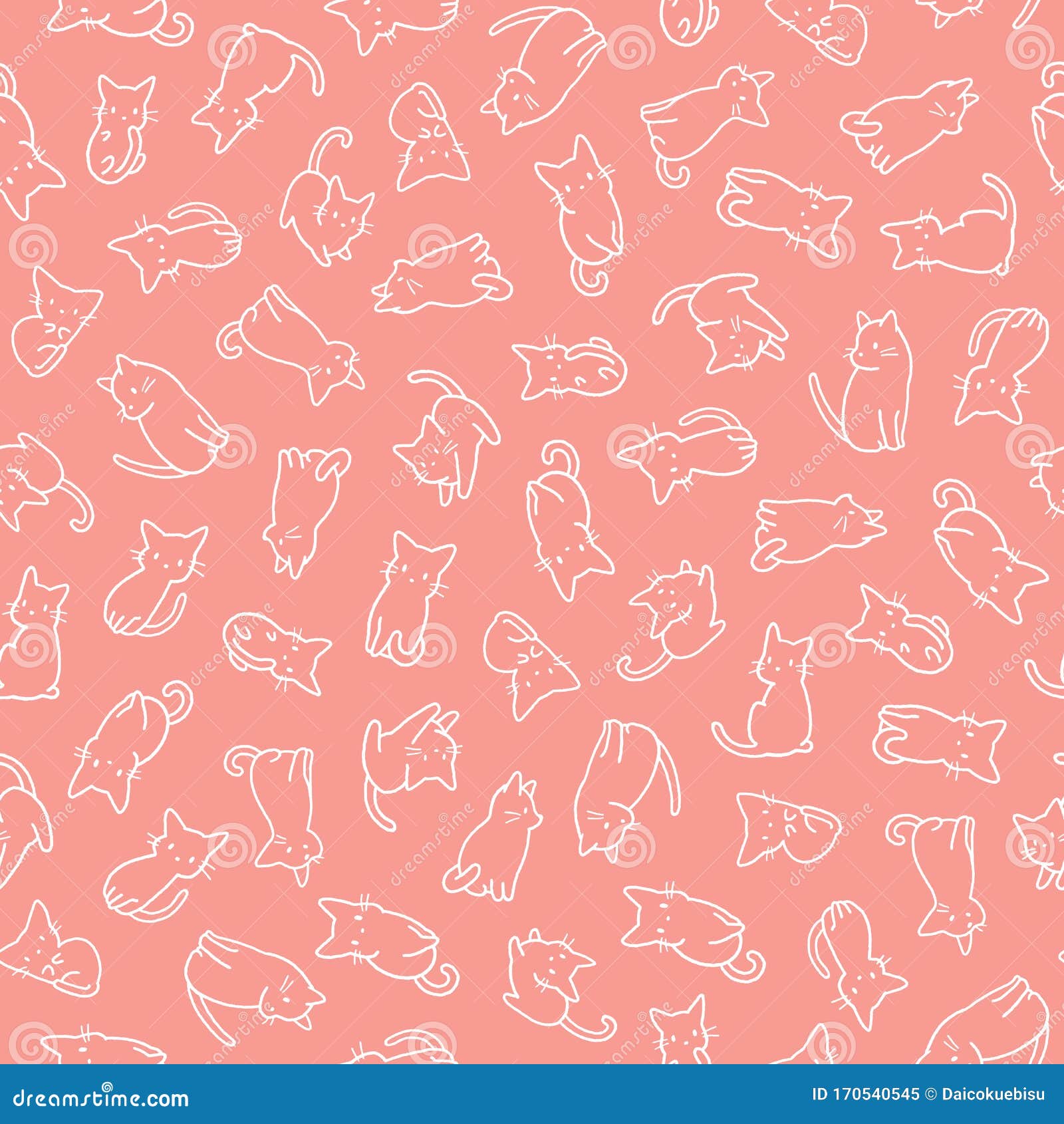 Cute and Simple Cat Seamless Pattern, Stock Vector - Illustration of ...