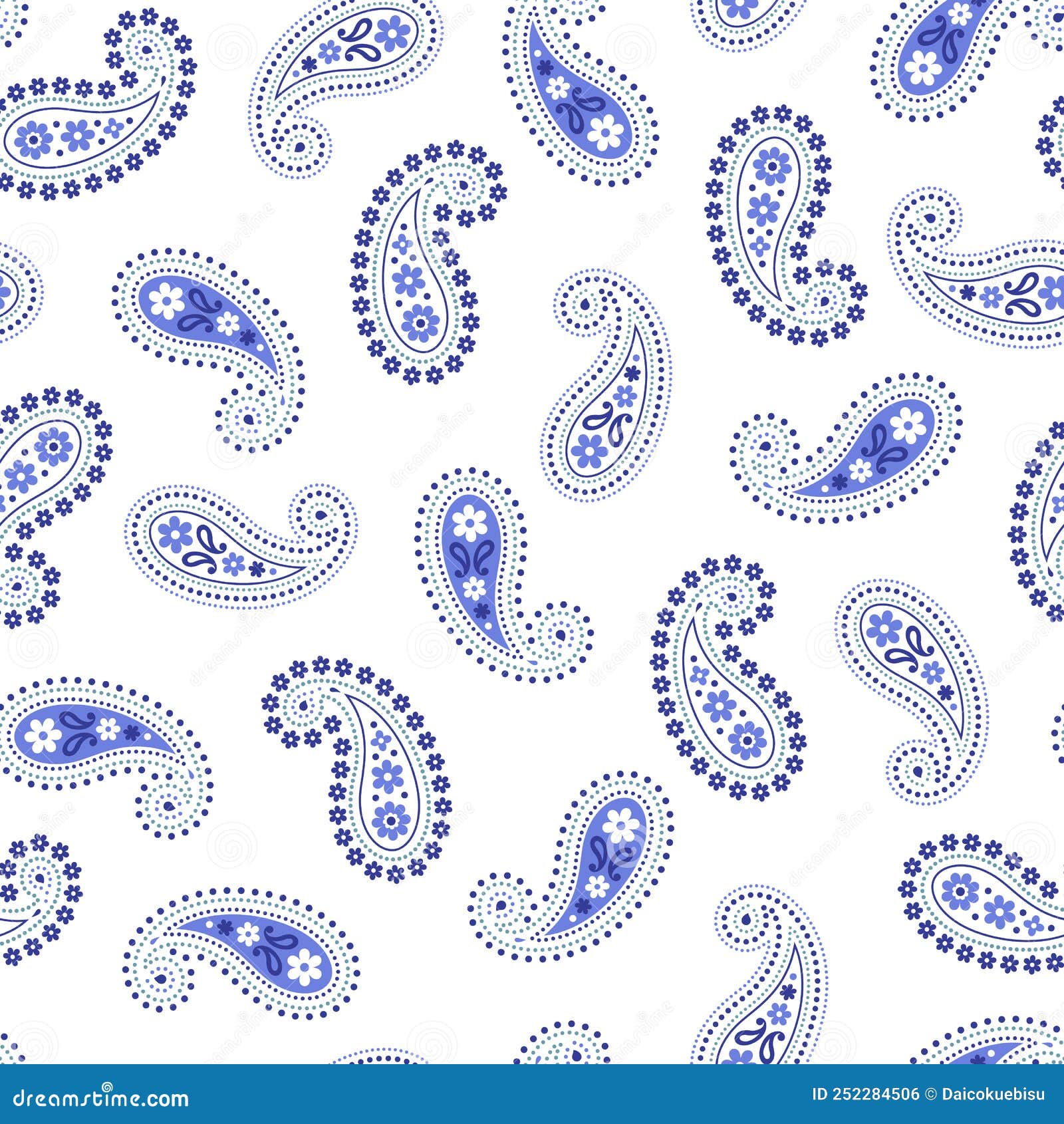 Cute and Simple Paisley Seamless Pattern, Stock Vector - Illustration ...