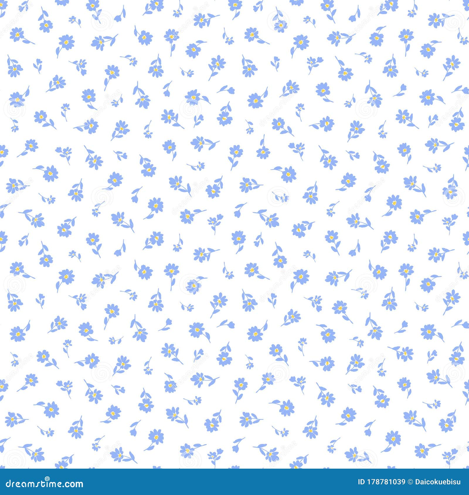 Seamless Pattern of Beautiful Little Flowers and Plants, Stock Vector ...