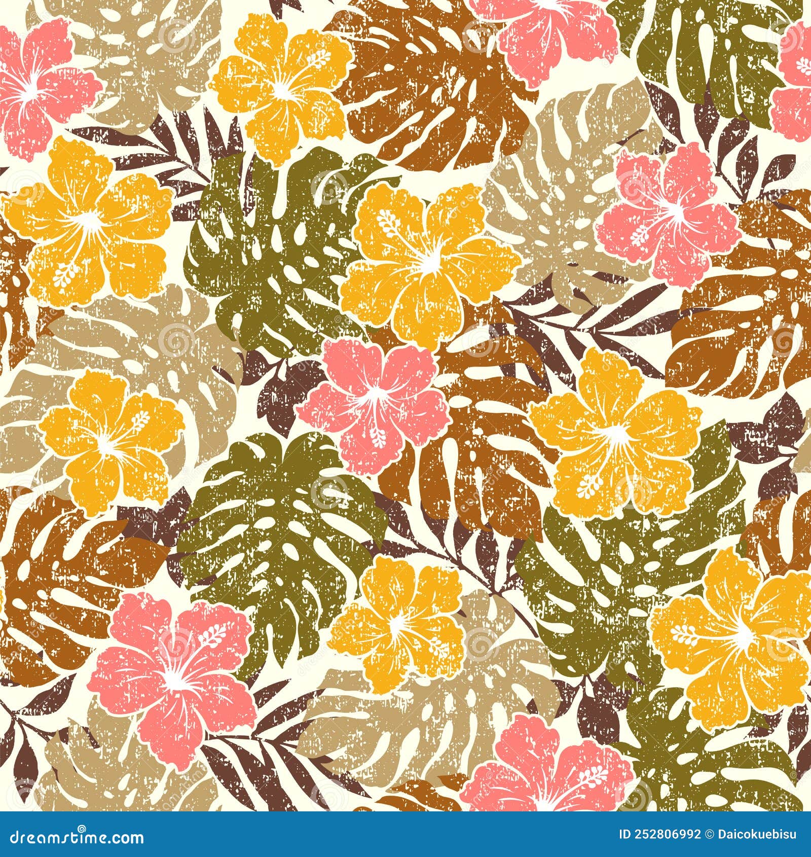 I Made A Seamless Pattern With Hibiscus And Tropical Plants Stock