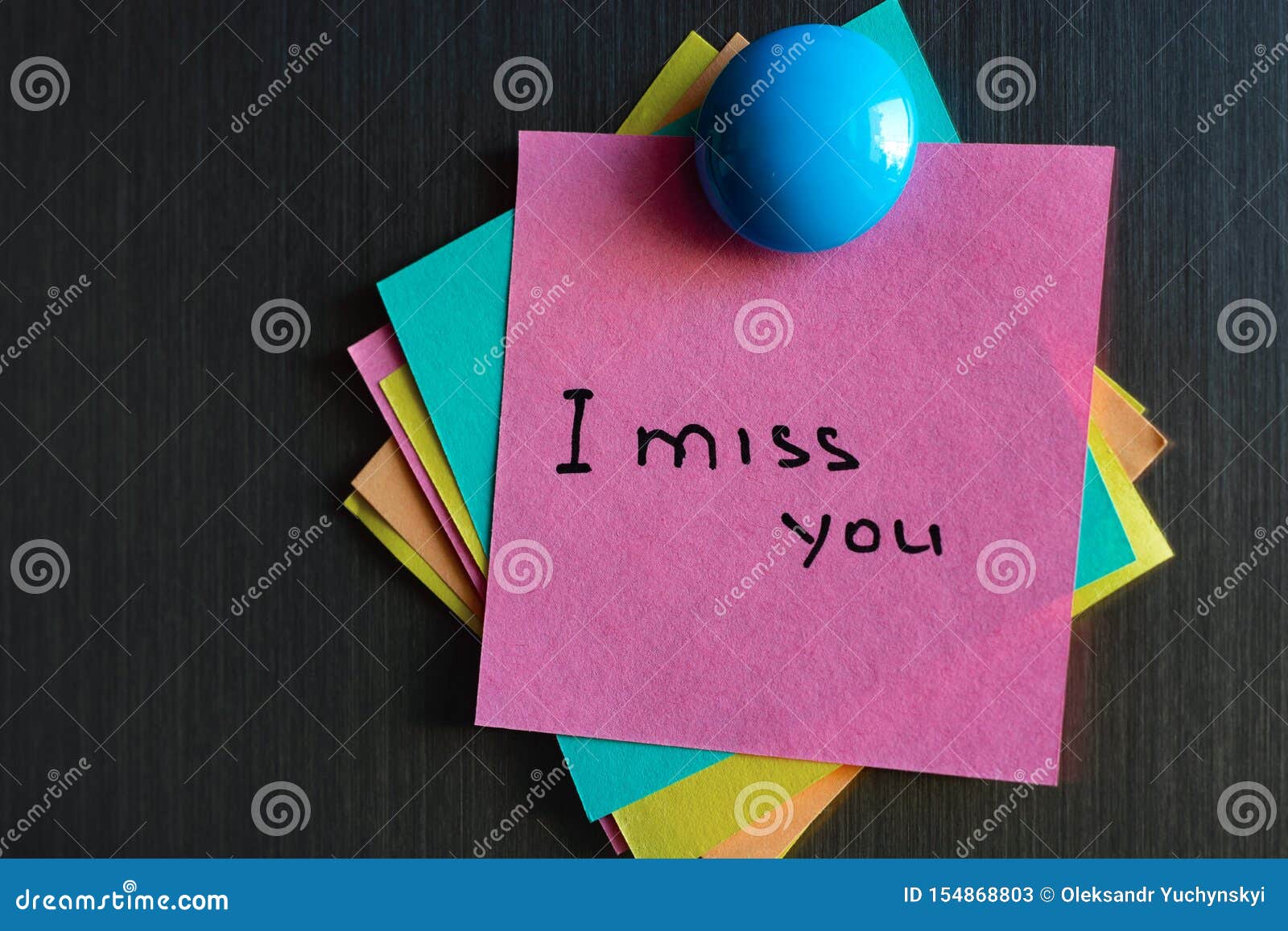 I Miss You Note on Sticker on the Fridge Stock Image - Image of magnet ...