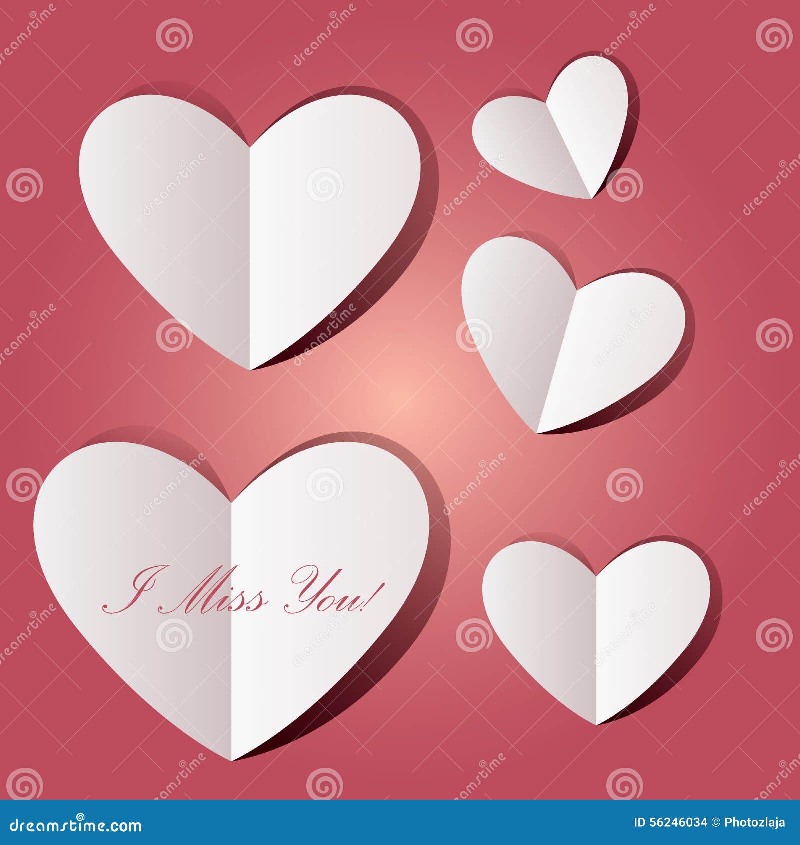 I Miss You Paper Heart Blank Message Stock Illustration - Illustration ...