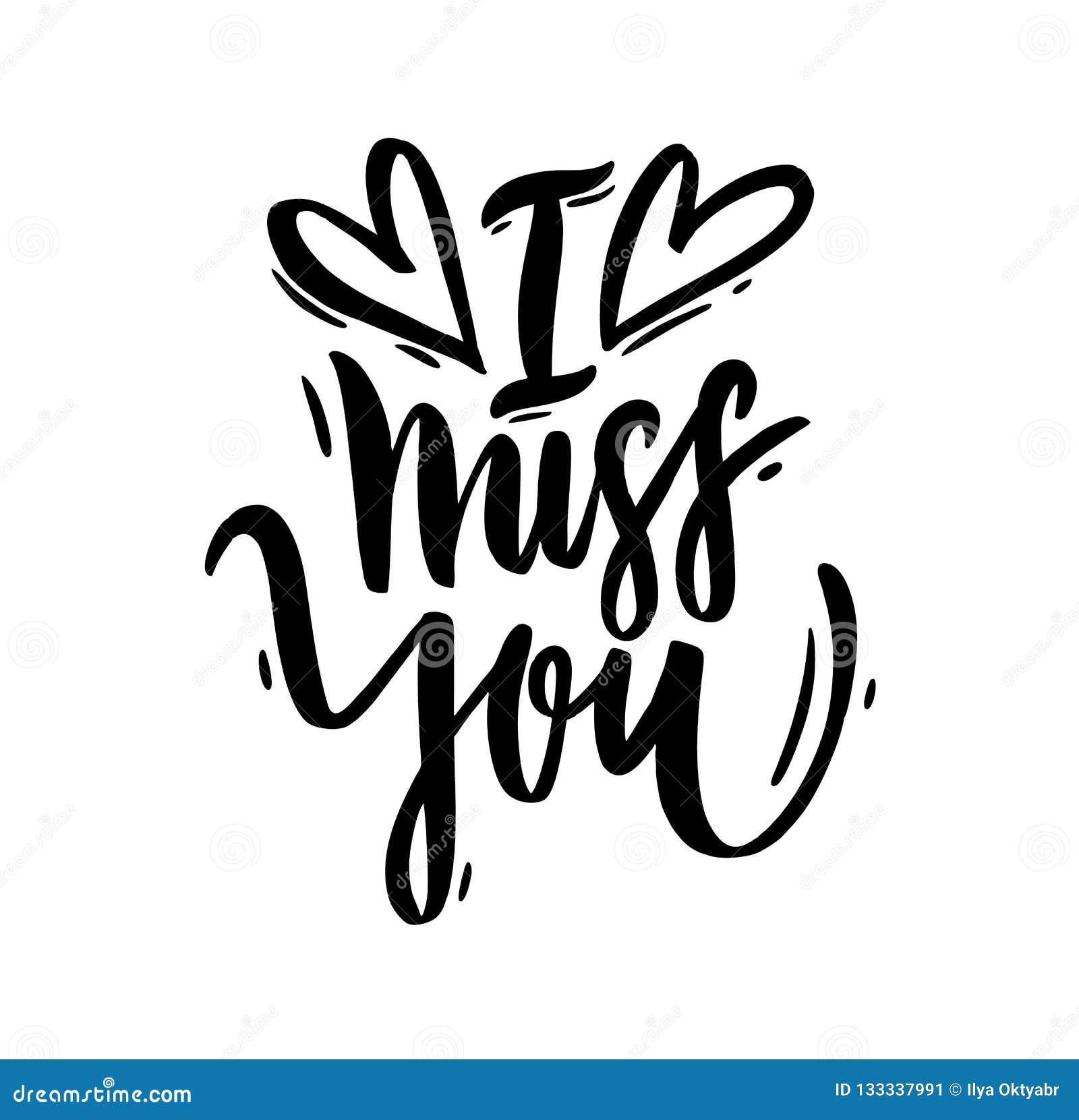 I Miss You Vector Lettering Text Modern Brush Calligraphy Stock